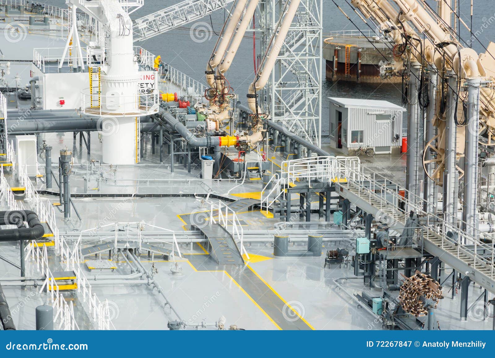 Cargo Pipeline of Tanker and Shore Terminal Stock Image - Image of ...