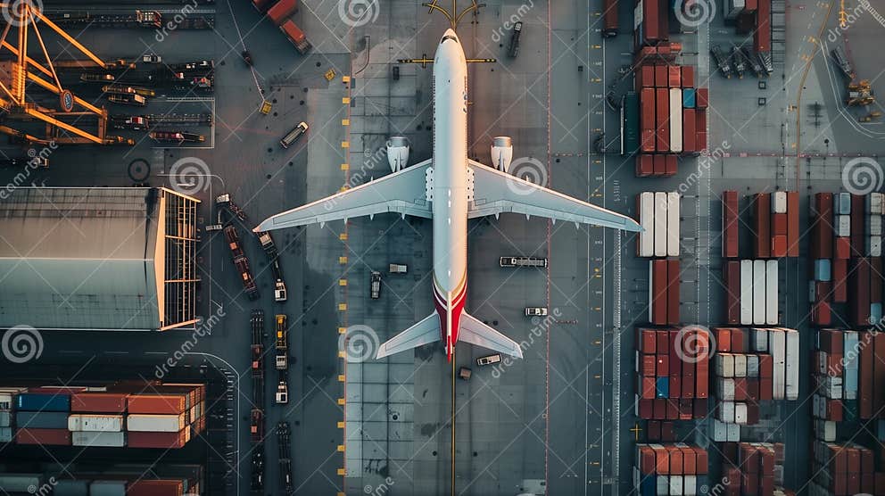 Cargo Plane among Containers: Delivery and Freight Flights Stock Photo ...