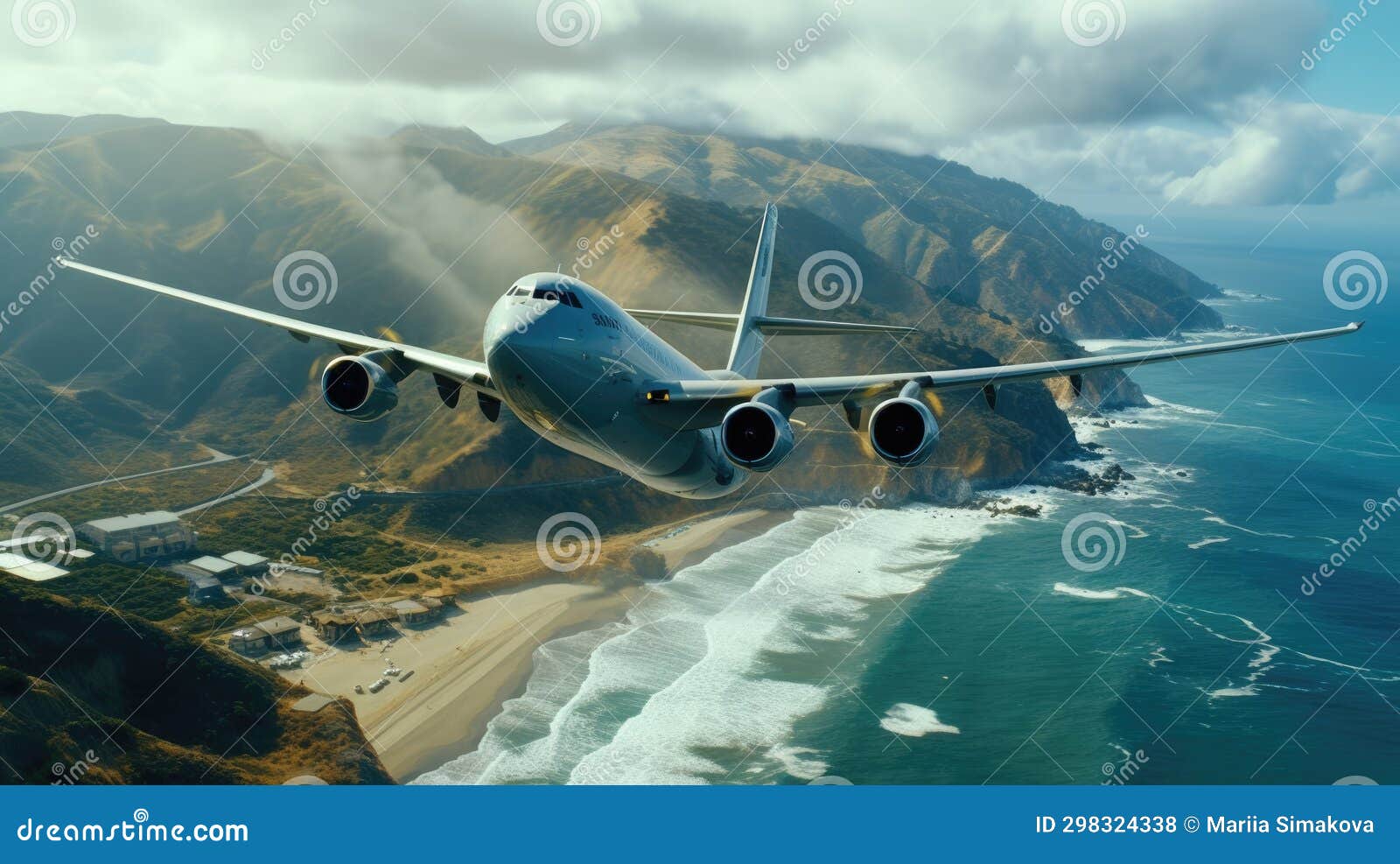 A Cargo Plane in Mid-flight Photo Realistic - Generative AI. Stock ...