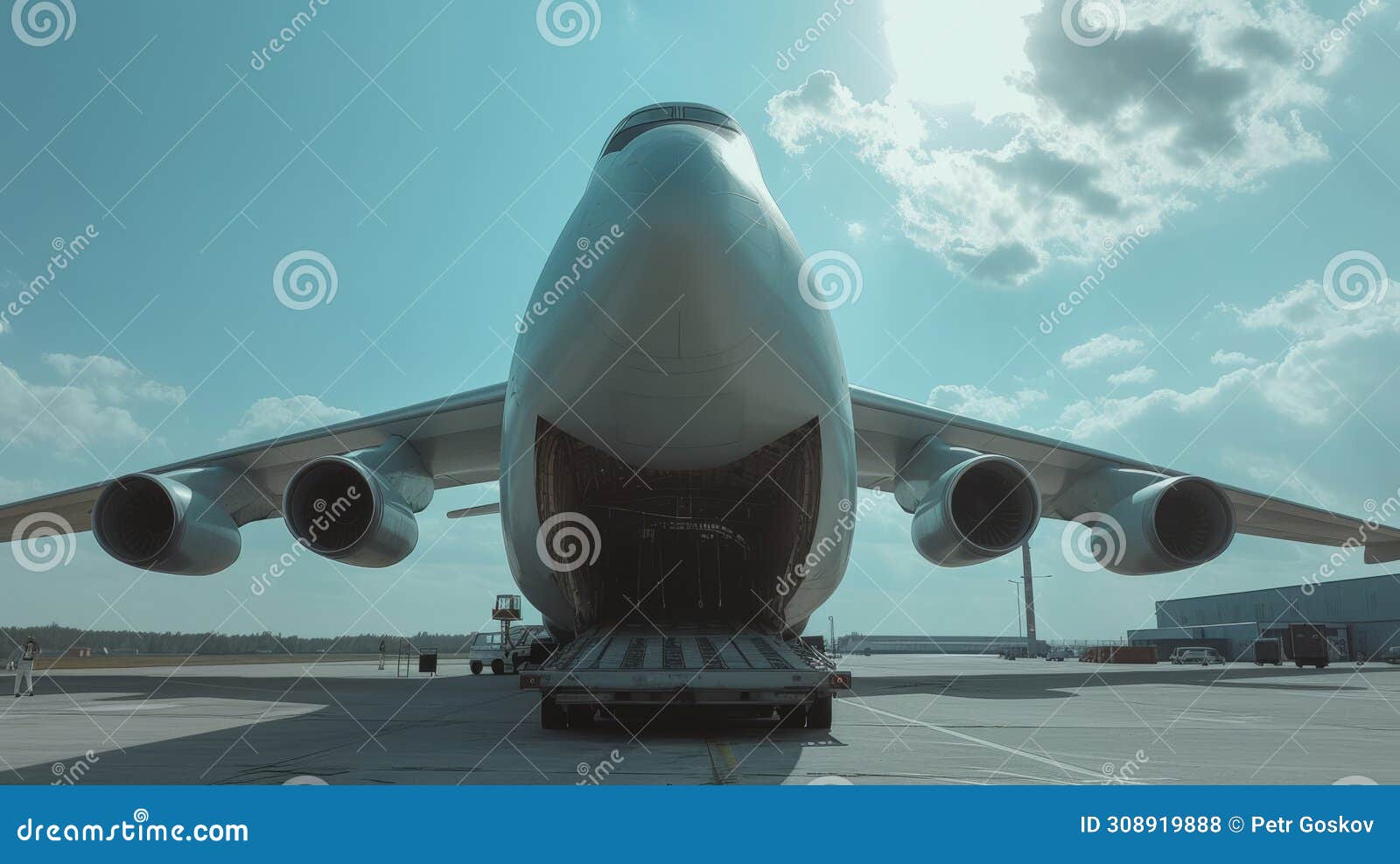 Cargo Plane Ready for Loading on the Airfield Stock Photo - Image of ...