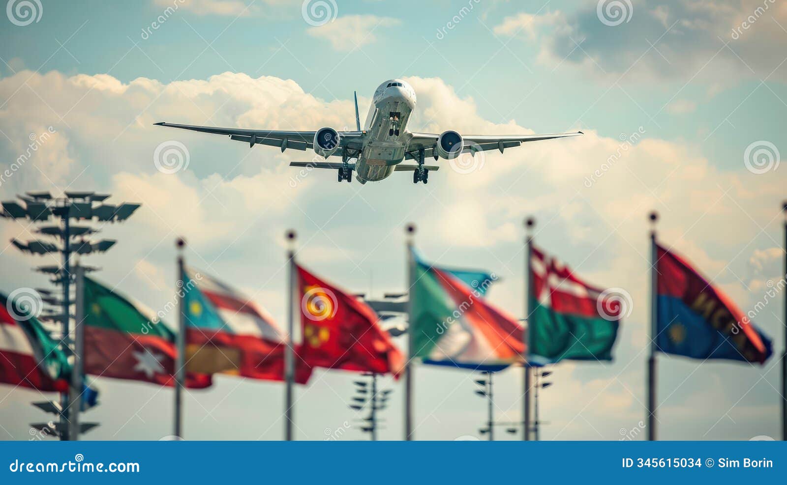 Cargo Plane Taking Off with a Backdrop of Multiple Stock Illustration ...
