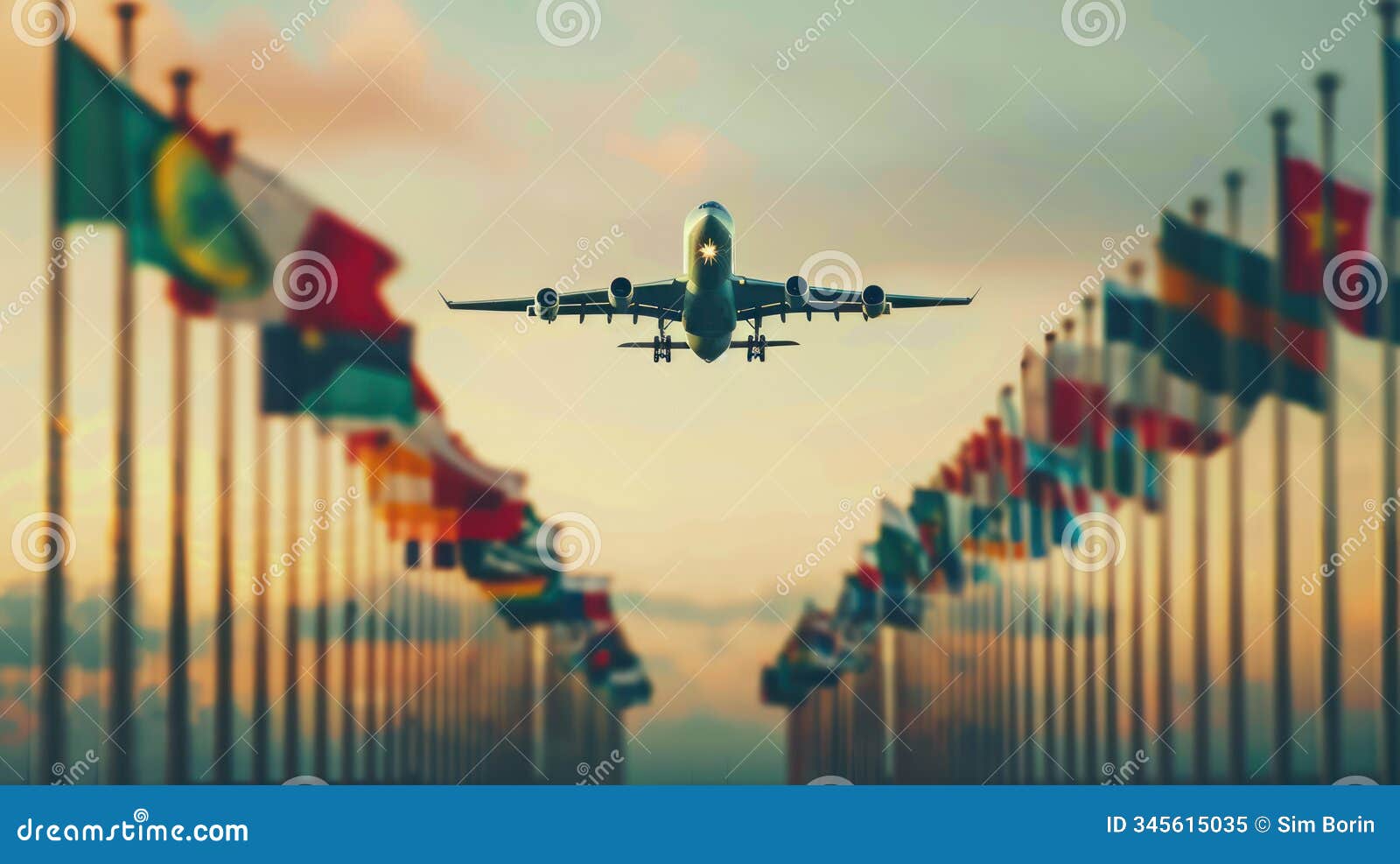 Cargo Plane Taking Off with a Backdrop of Multiple Stock Illustration ...