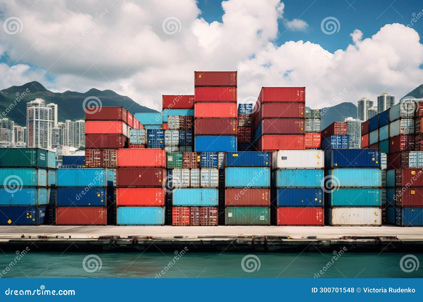Cargo Port with Colorful Containers Stock Photo - Image of industry ...