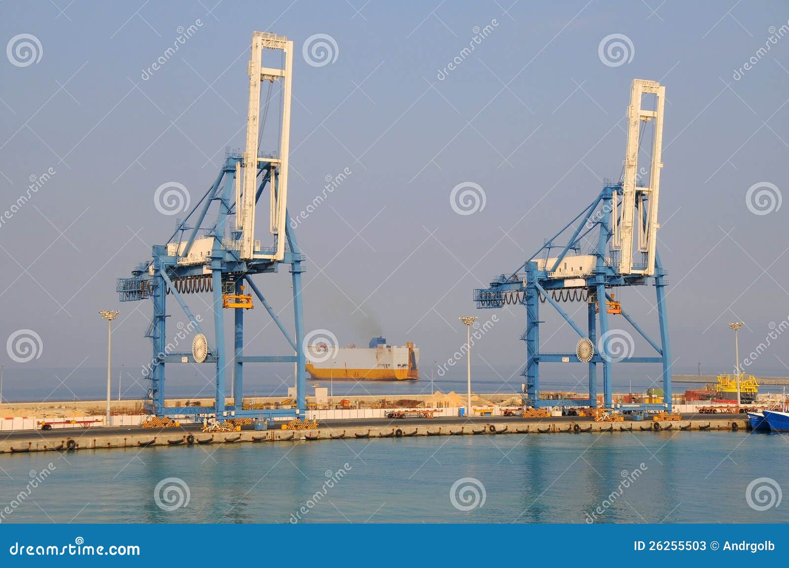Cargo port crane. stock image. Image of embankment, shipyard - 26255503