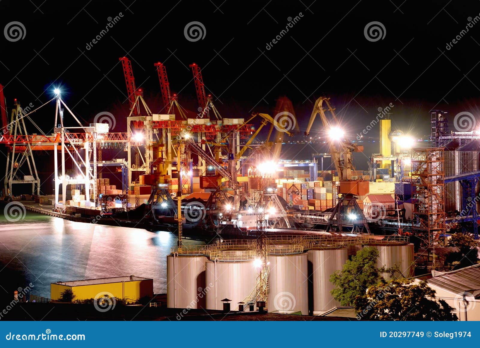 Cargo port at night stock image. Image of logistic, maritime - 20297749