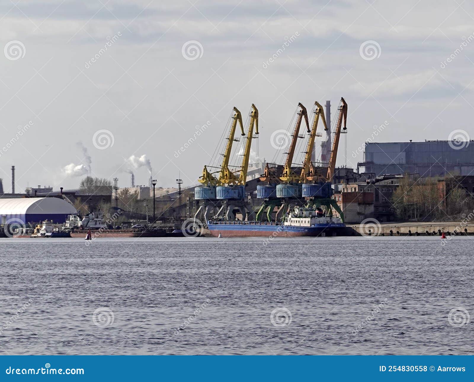 Cargo Port for Unloading Ships, Russia Cherepovets. Stock Photo - Image of international, port ...
