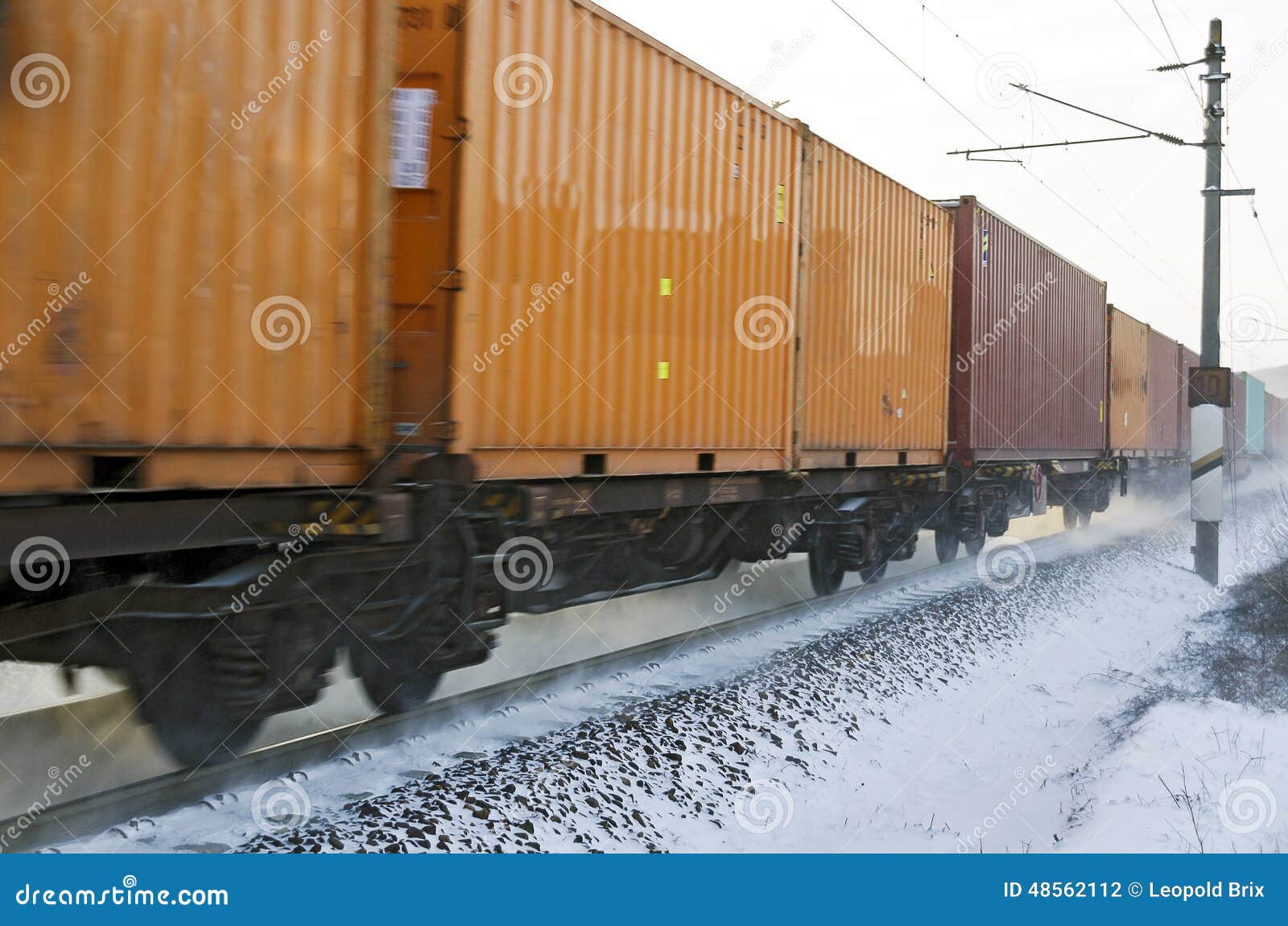 Cargo Rail with Container Wagons Stock Photo - Image of train ...