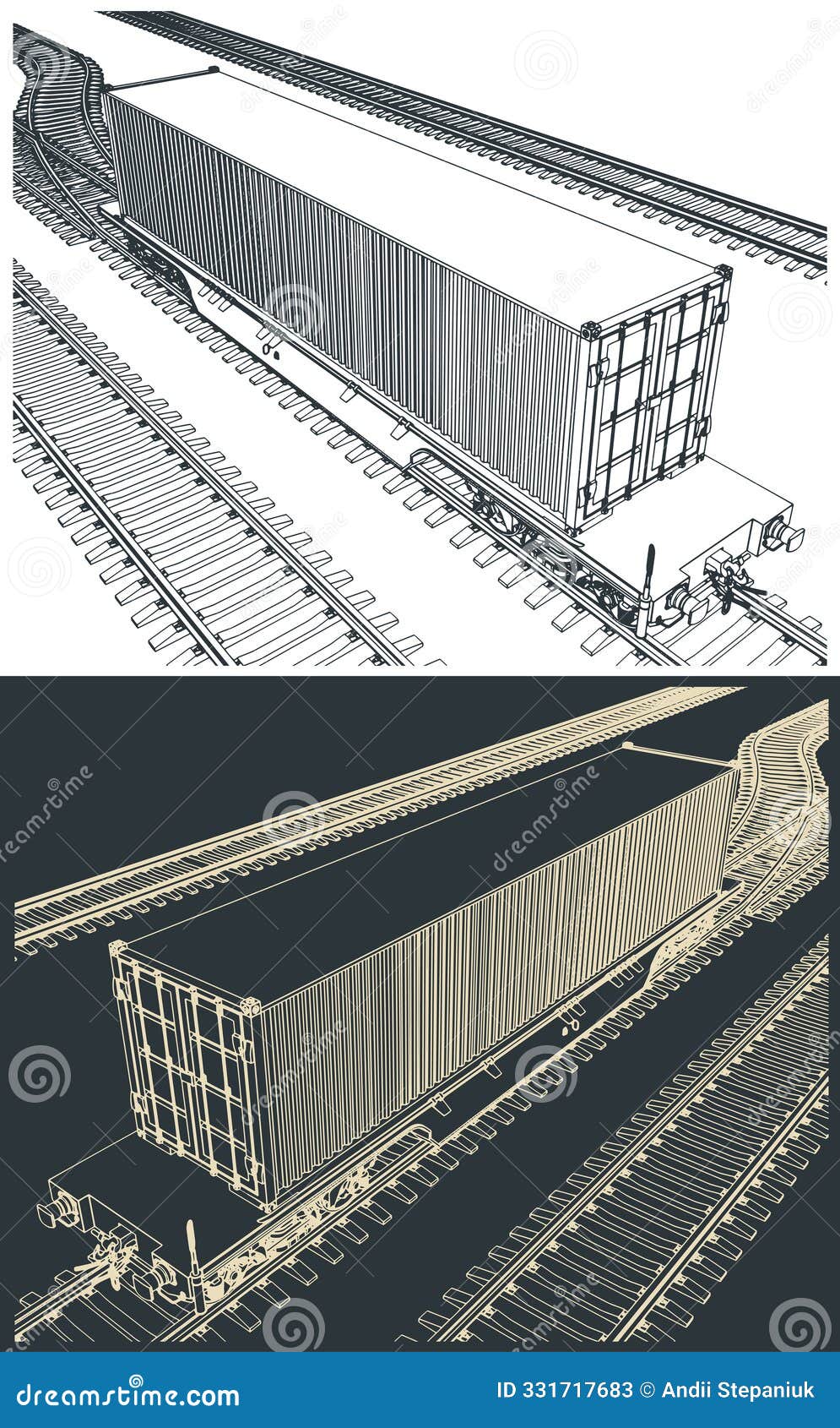Cargo Railway Platform with a Container Illustrations Stock ...