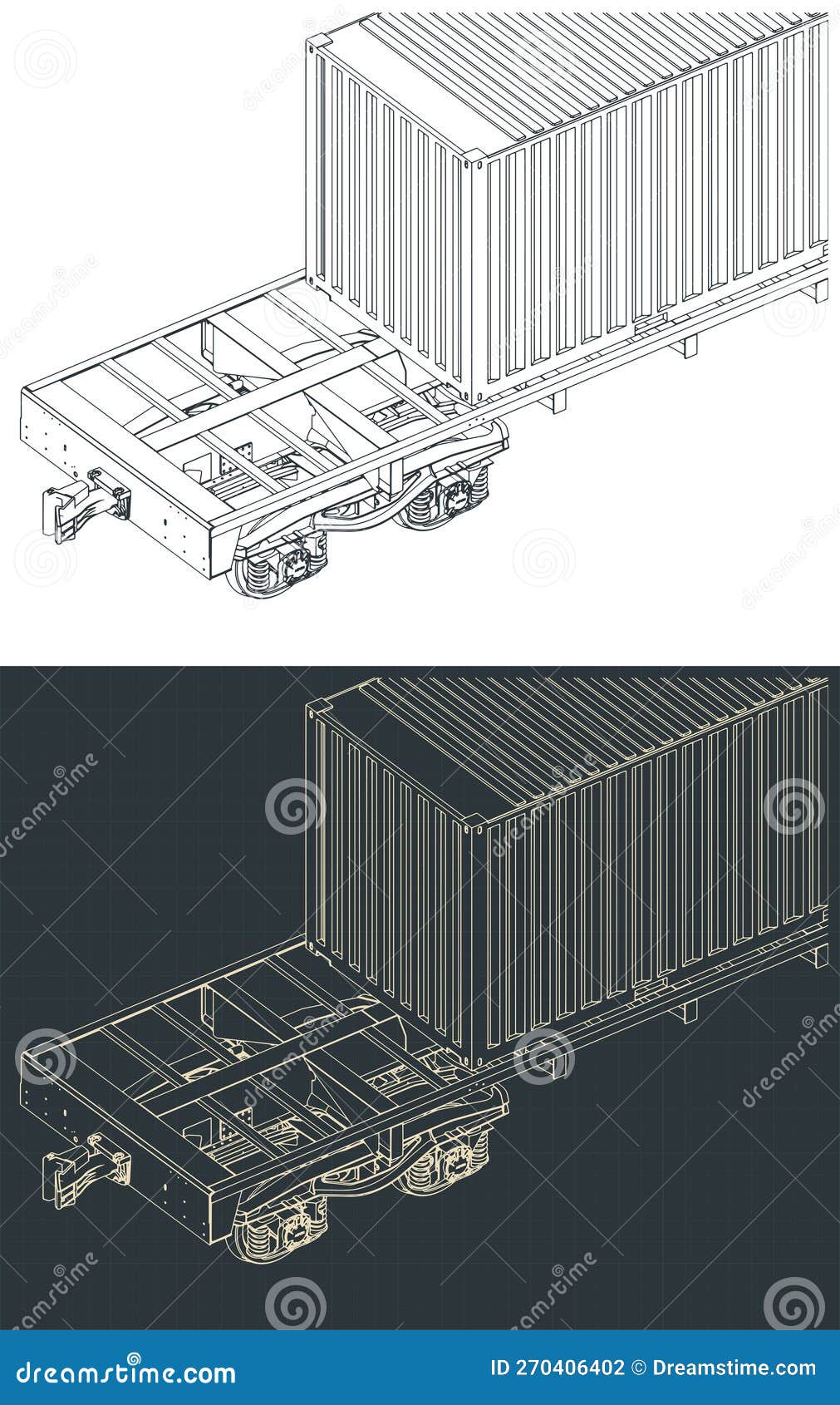 Cargo Railway Platform with Container Stock Vector - Illustration of ...