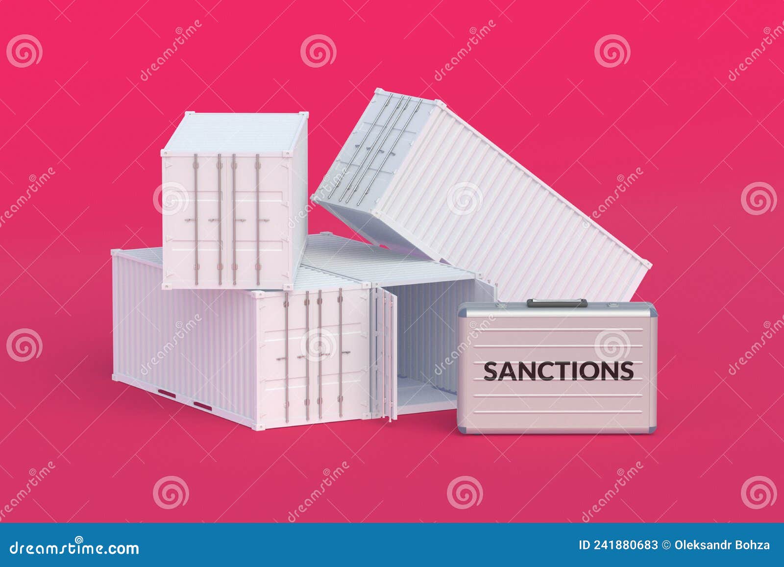 Freight Shipping Container, Suitcase with Word Sanctions Stock ...