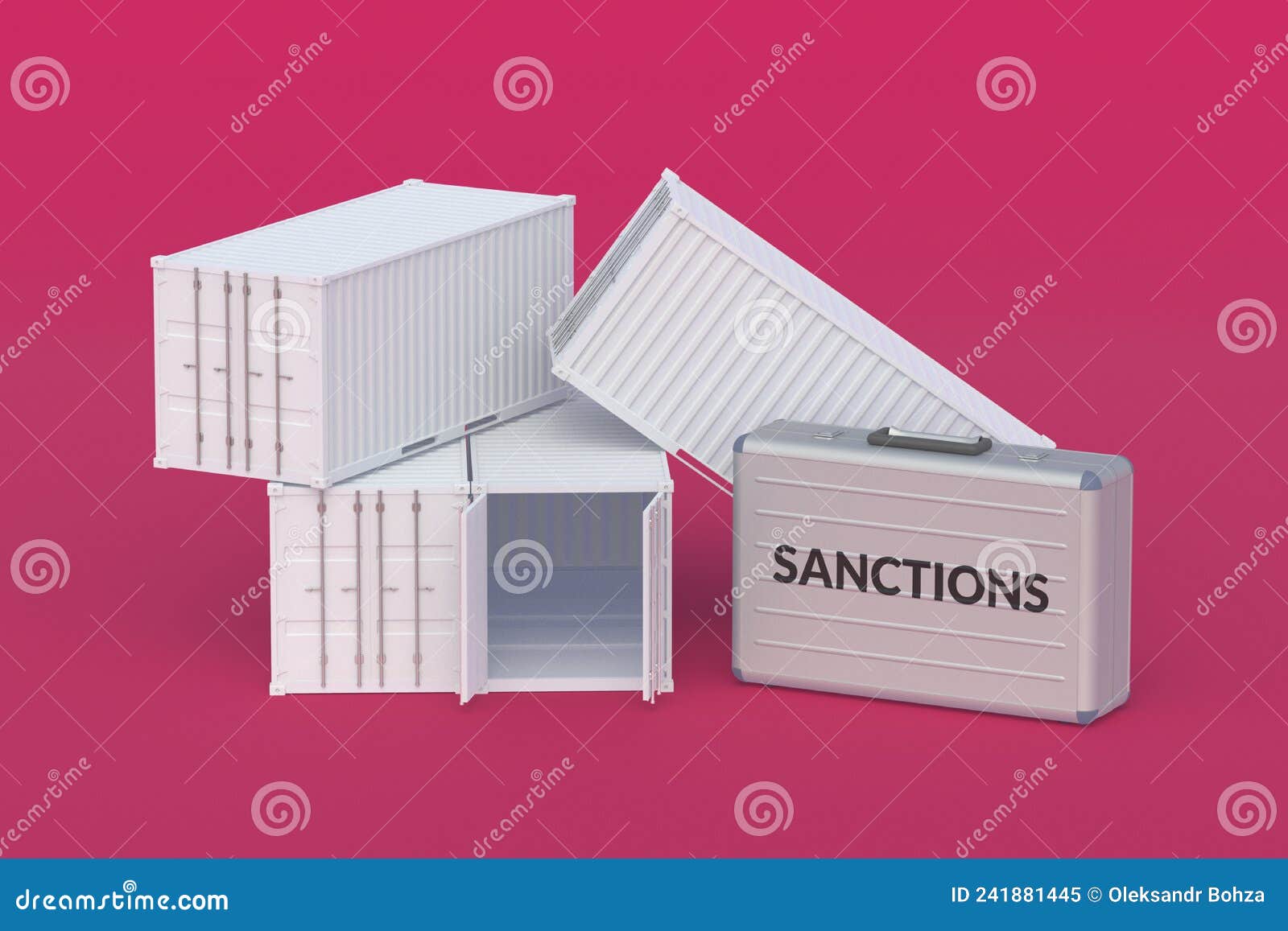 Freight Shipping Container, Suitcase with Word Sanctions Stock ...