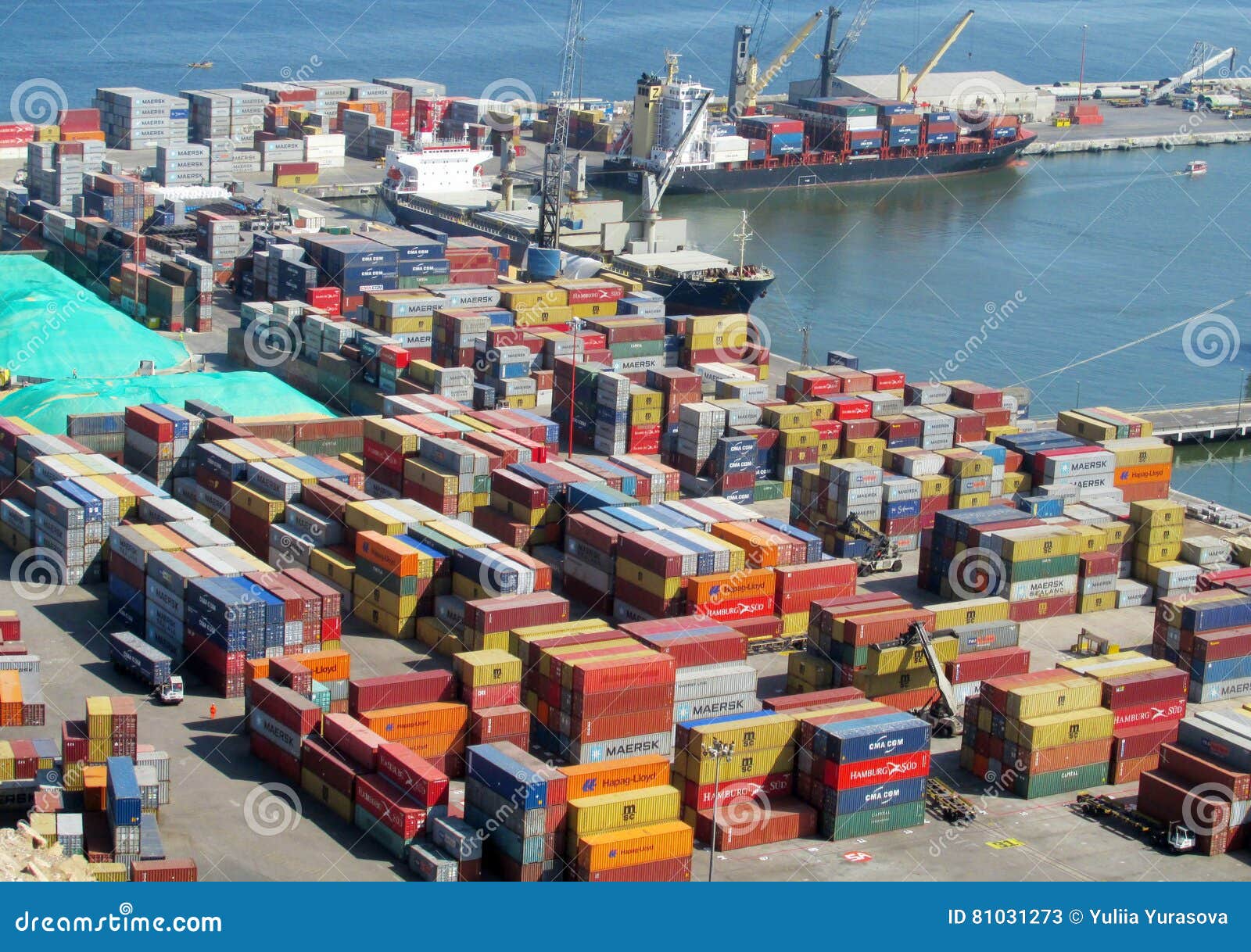 Cargo Boxes, Containers In The Sea Port Editorial Image | CartoonDealer ...