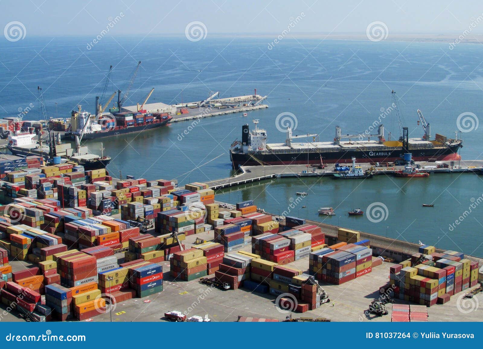 Cargo Boxes, Containers In The Sea Port Editorial Image | CartoonDealer ...