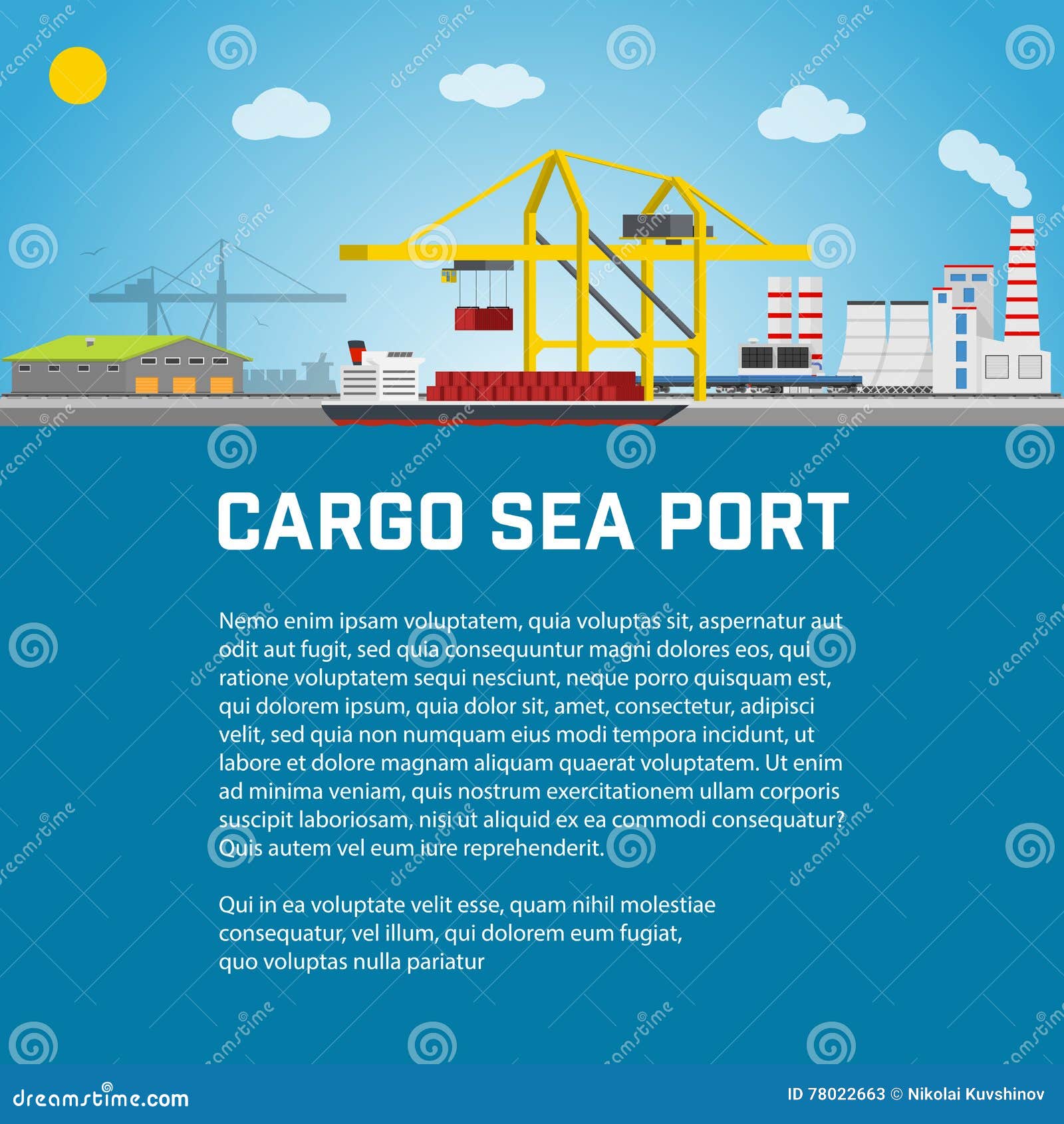Cargo Sea Port, Unloading Of Containers From The Container Carrier ...