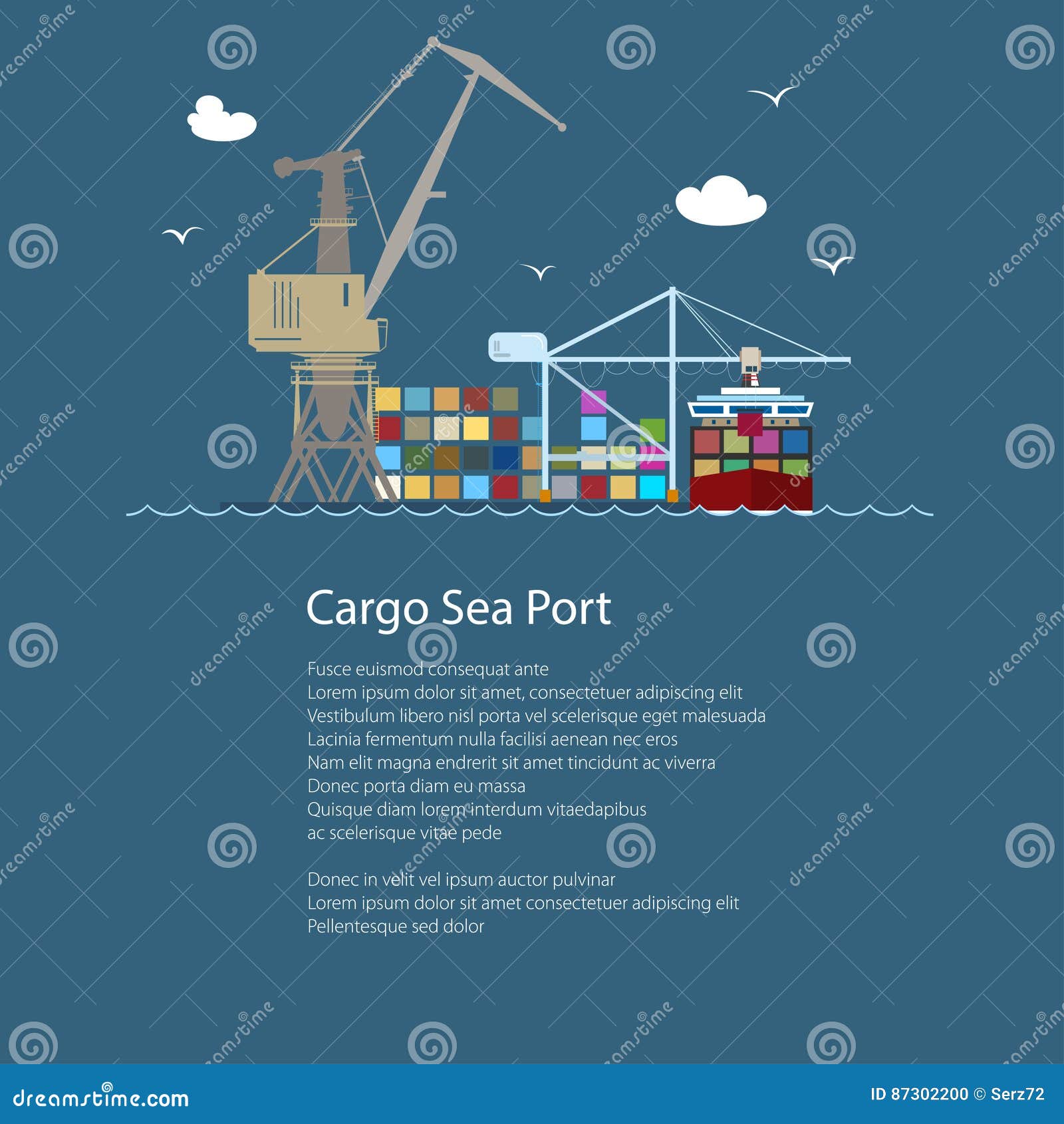 Cargo Seaport On Metropolis Harbor Cartoon Vector | CartoonDealer.com ...