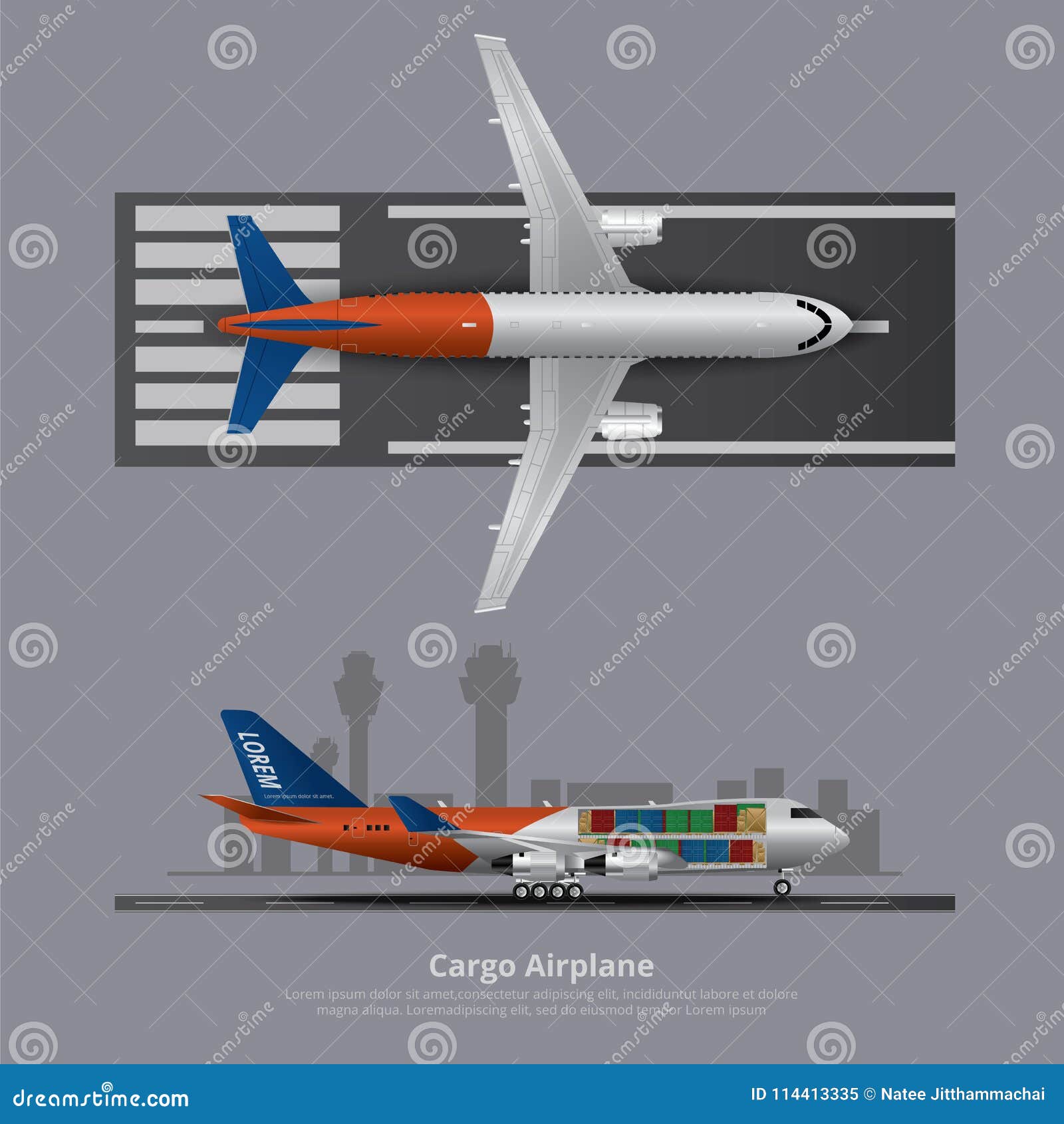 Cargo Ship Airplane Isolated Stock Vector - Illustration of speed ...