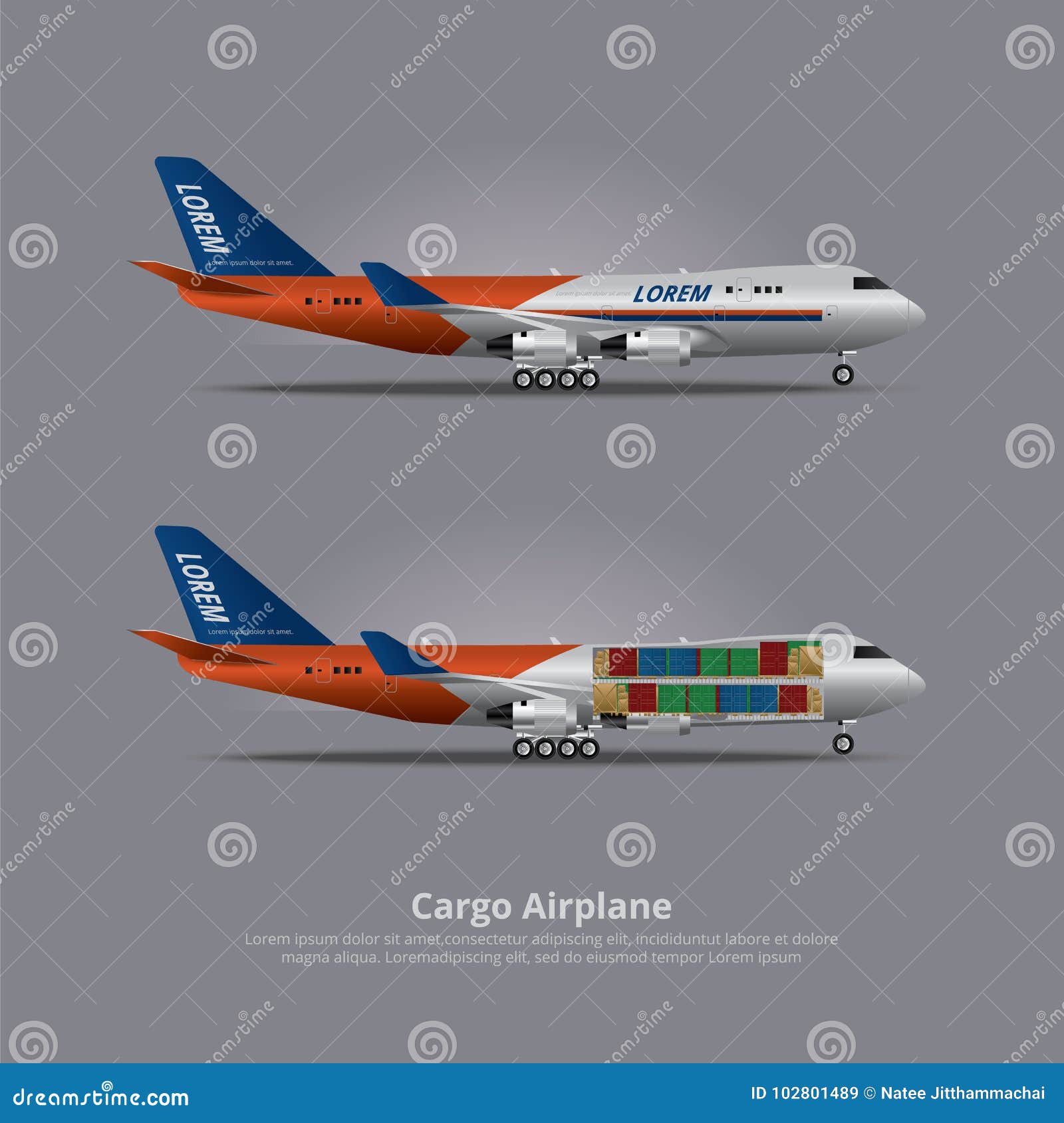 Cargo Ship Airplane Isolated Stock Vector - Illustration of fuselage ...