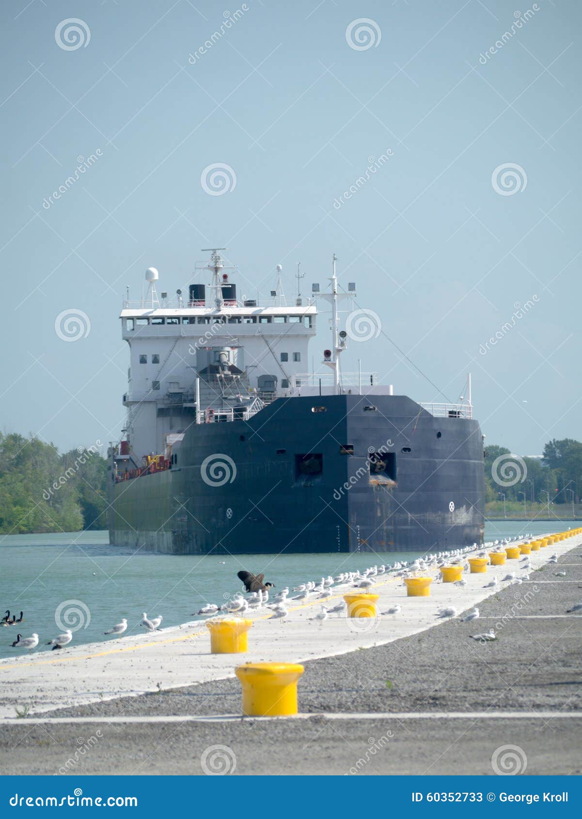 Cargo Ship Approaching Docking Area Stock Image - Image of vessel ...