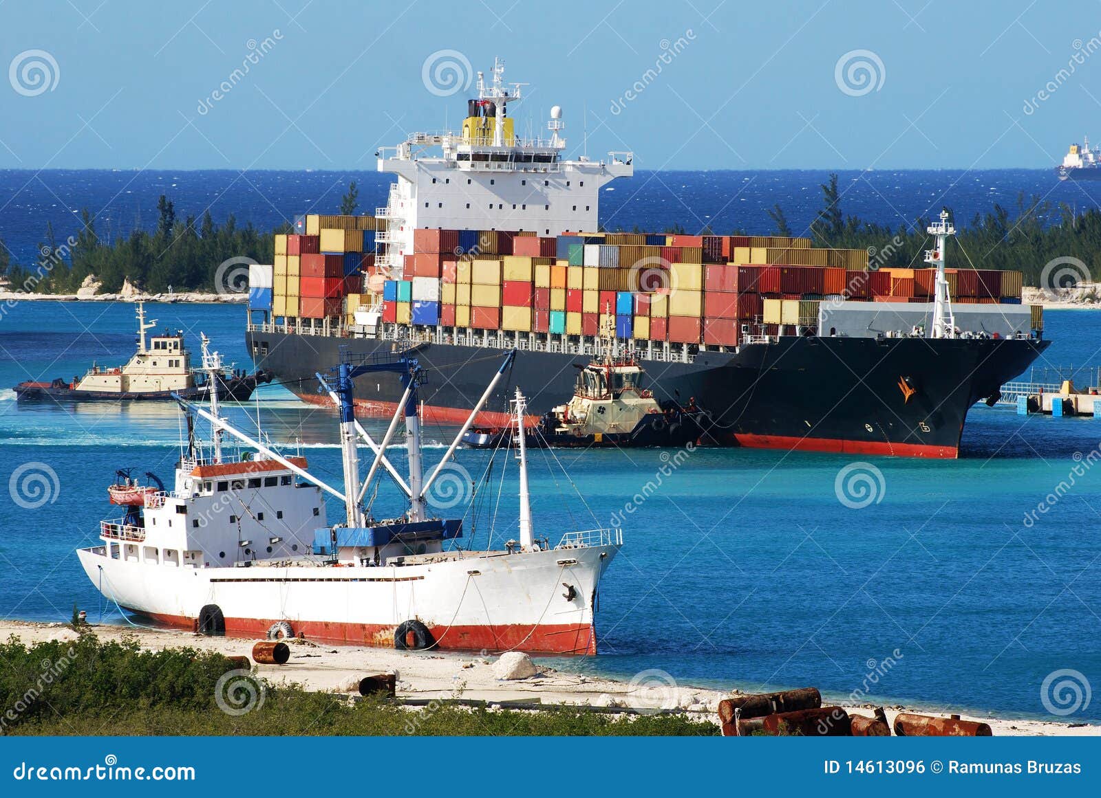 Cargo Ship Arriving stock photo. Image of port, industries - 14613096