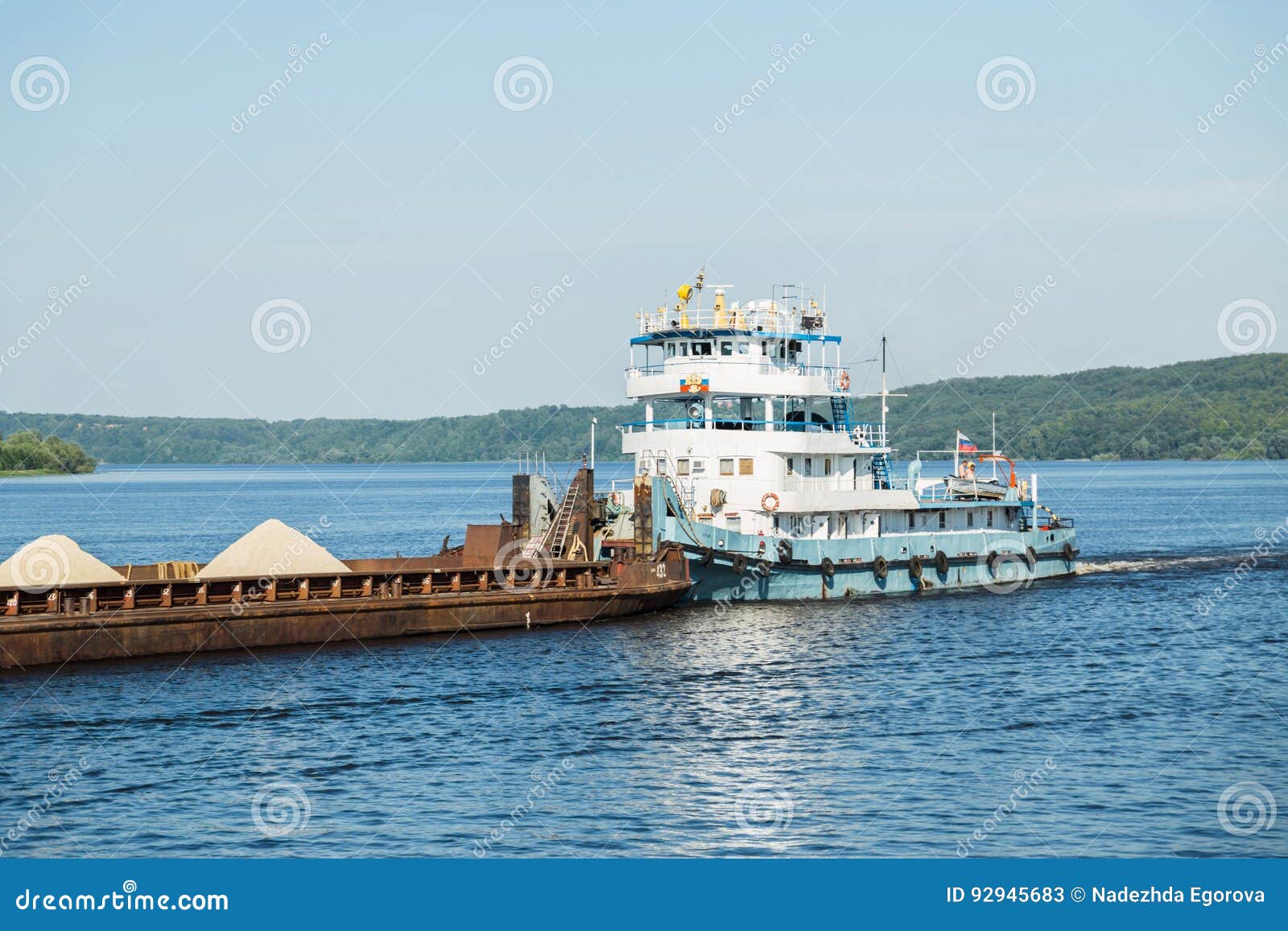 Cargo Ship Barge Loaded with Sand Stock Image - Image of heavy, large ...