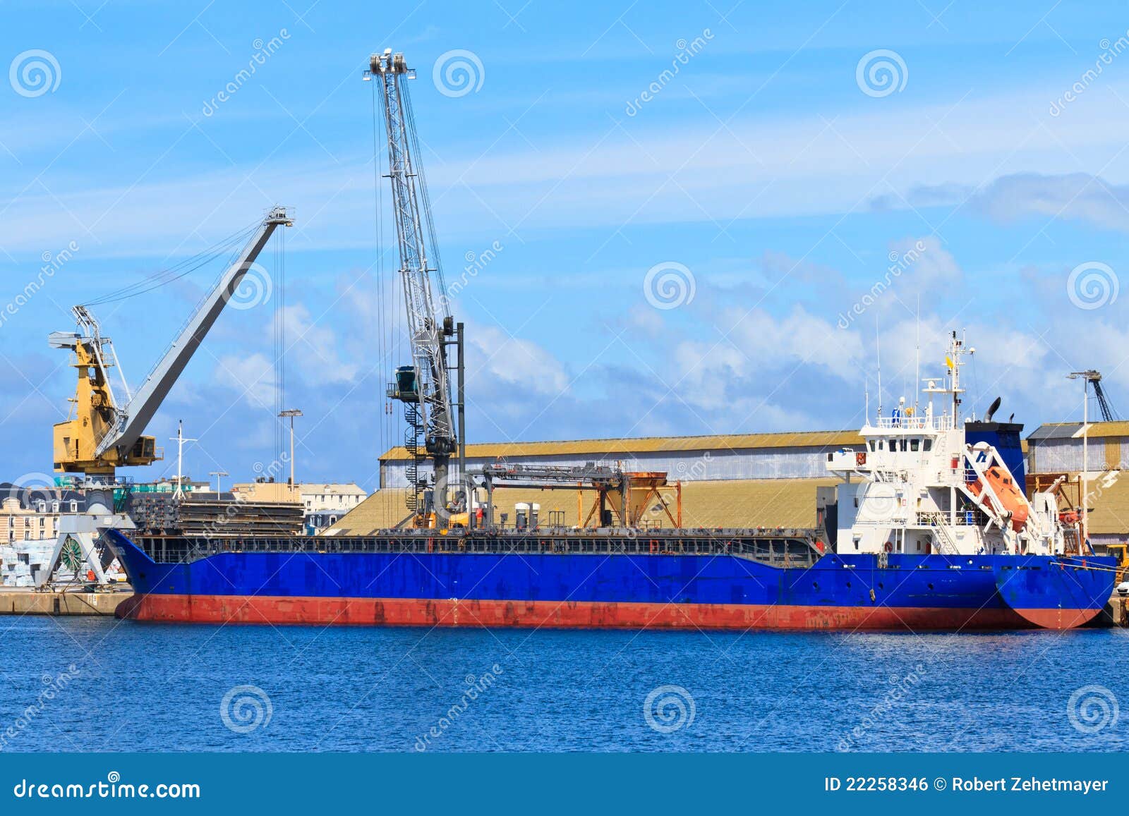 Cargo Ship is Being Unloaded Stock Photo - Image of industrial, cargo ...