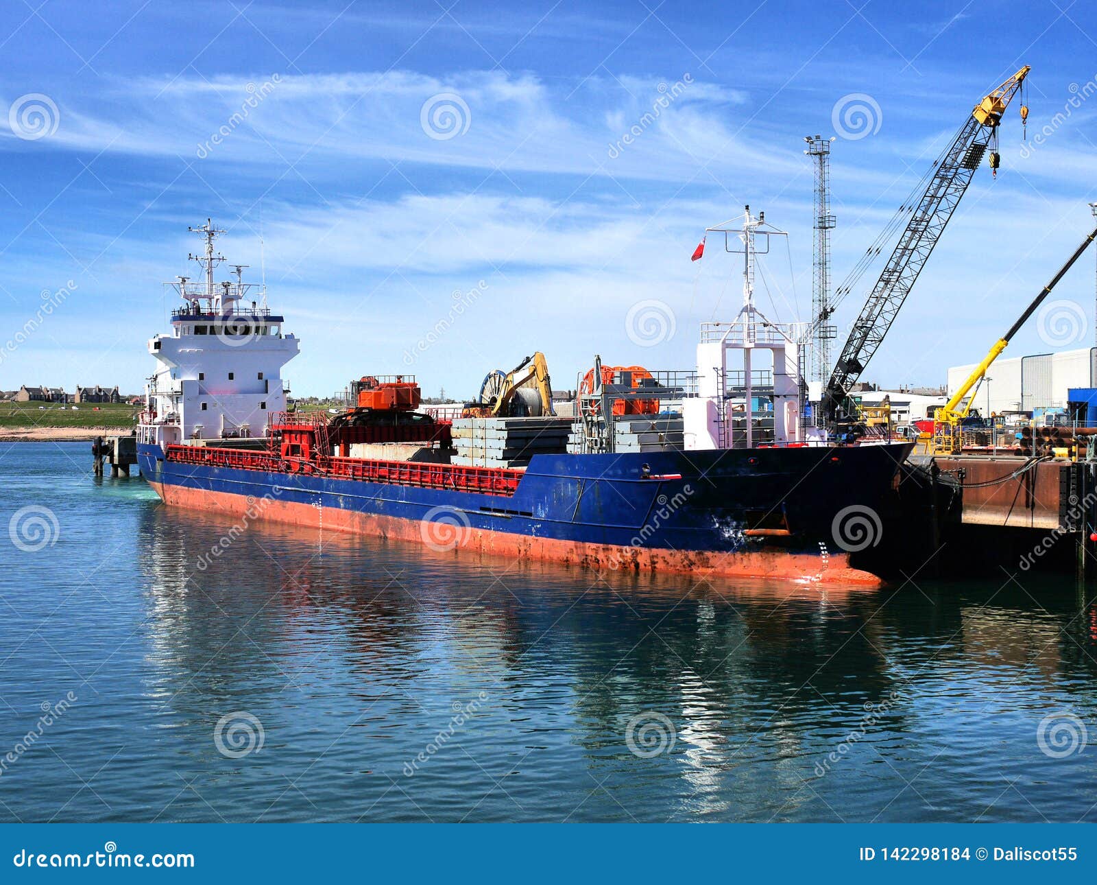 Cargo Ship at Harbour Berth. Stock Photo - Image of cargo, canal: 142298184