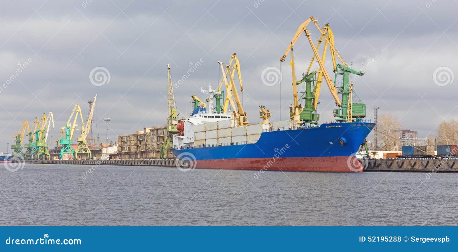 Cargo ship at berth stock photo. Image of load, container - 52195288