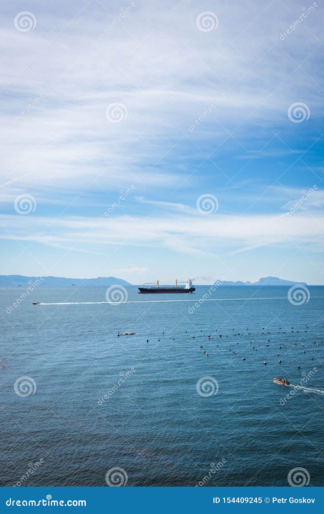 Cargo Ship in the Blue Sea. Stock Image - Image of blue, deep: 154409245