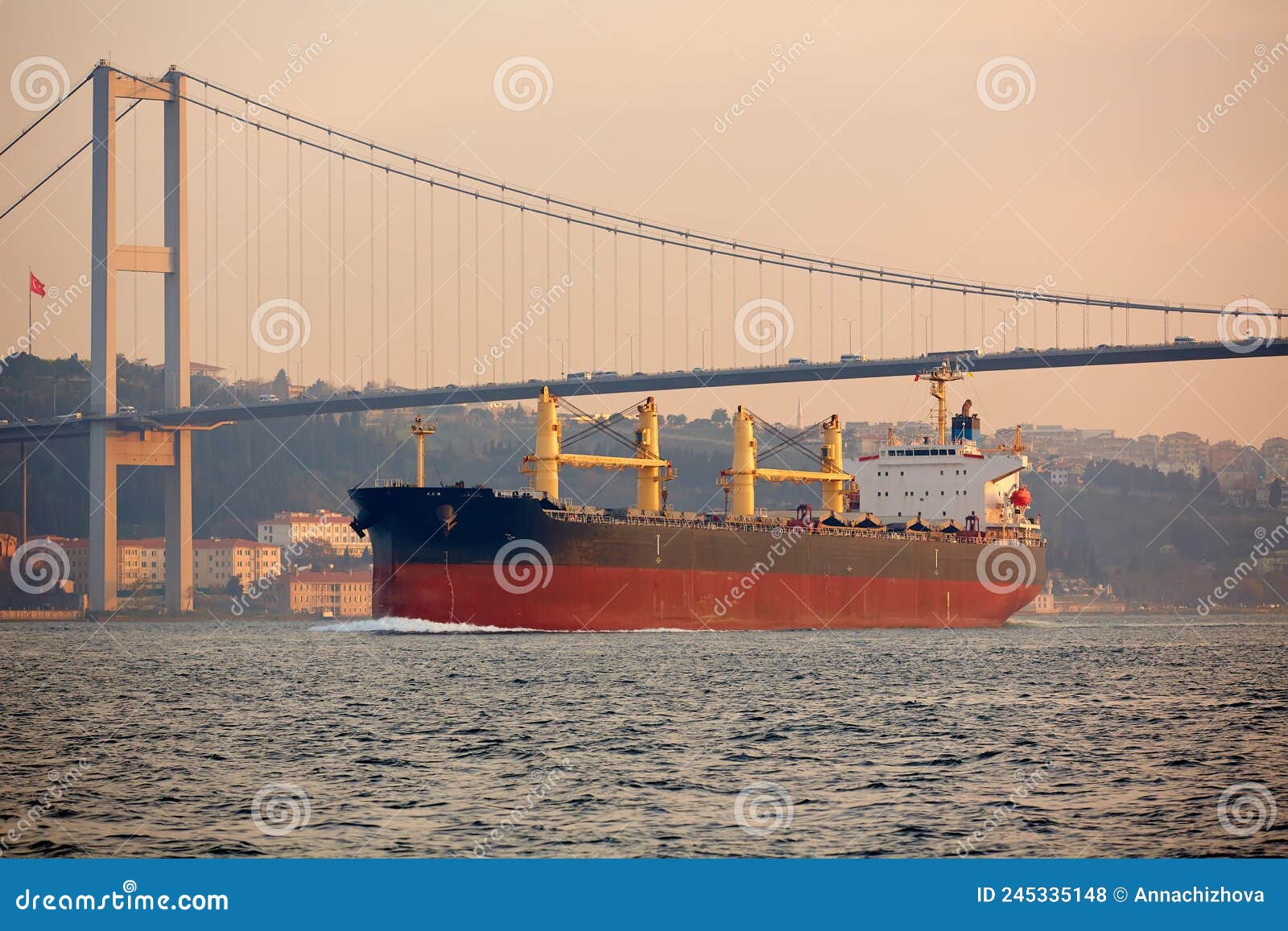 A Cargo Ship in the Bosphorus, Istanbul, Turkey. Stock Photo - Image of ...