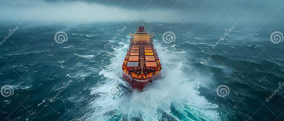 Cargo Ship Braving the Turbulent Ocean Storm. Concept Cargo Ship, Ocean ...