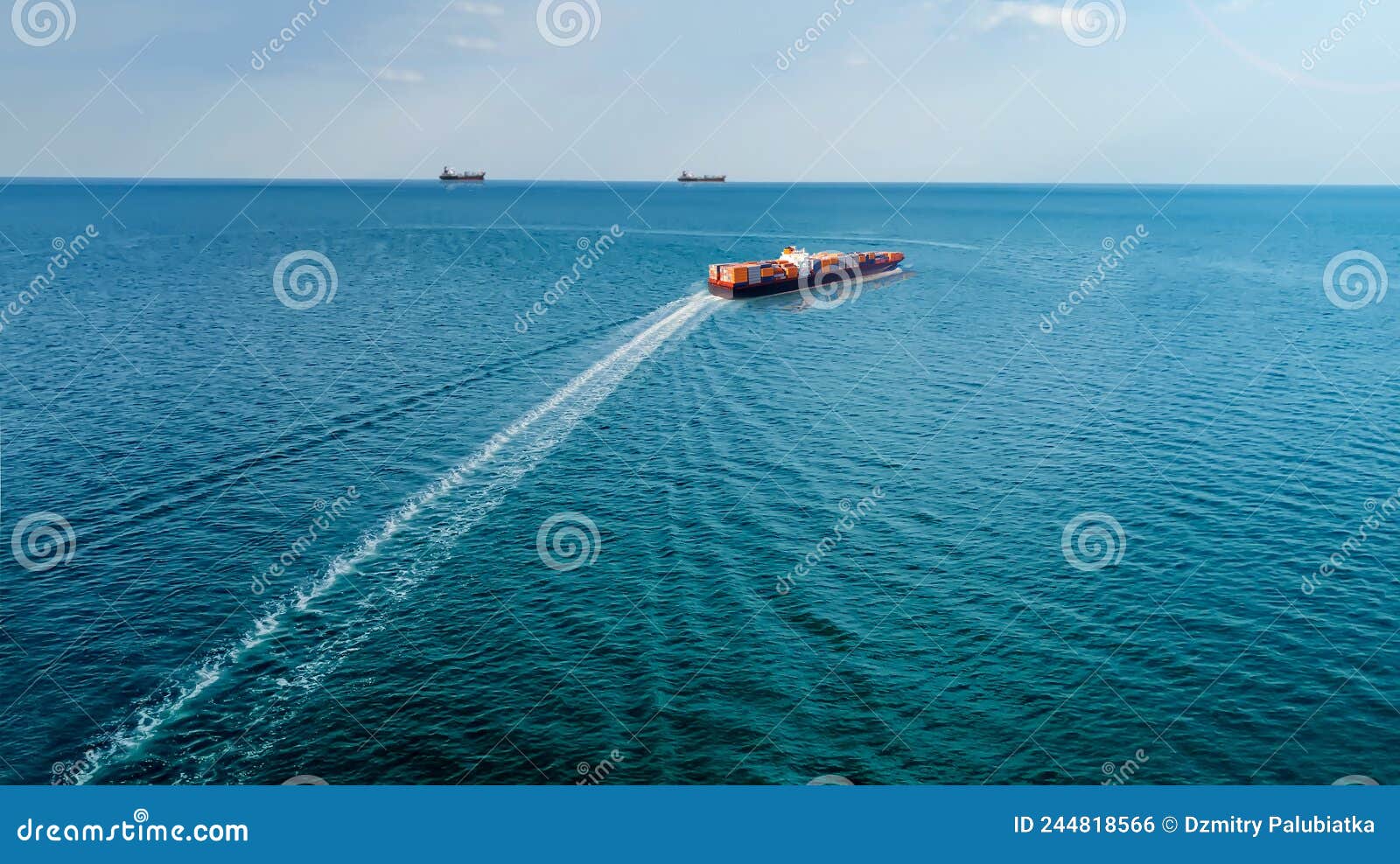 Cargo Ship Carrying Several Containers on the Waters of the Sea Stock ...