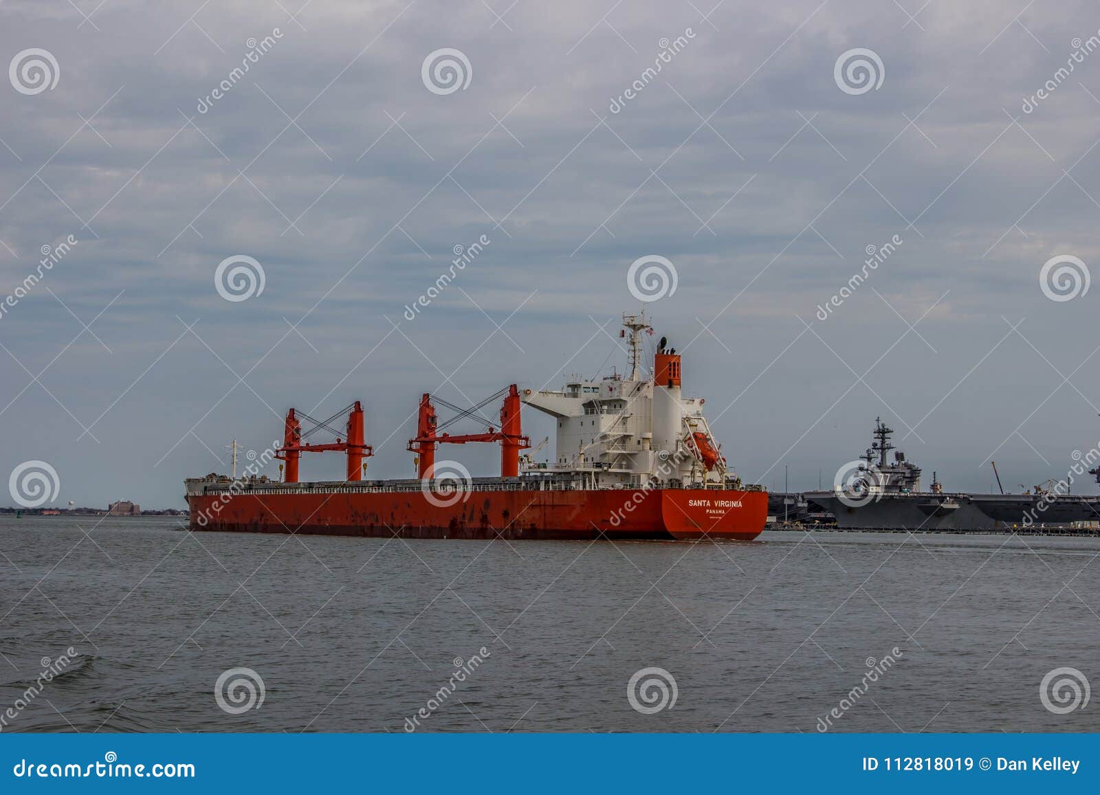 Cargo Ship Coming Down the Channel in Norfolk Virginia Editorial Stock ...
