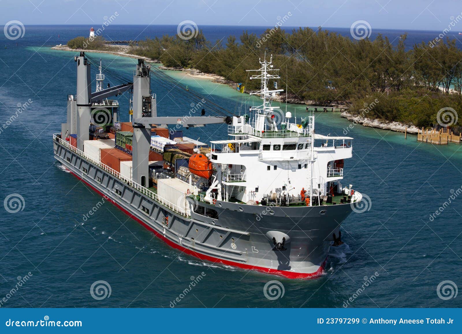 Cargo Ship Coming into Port in Nassau Stock Image - Image of coming ...