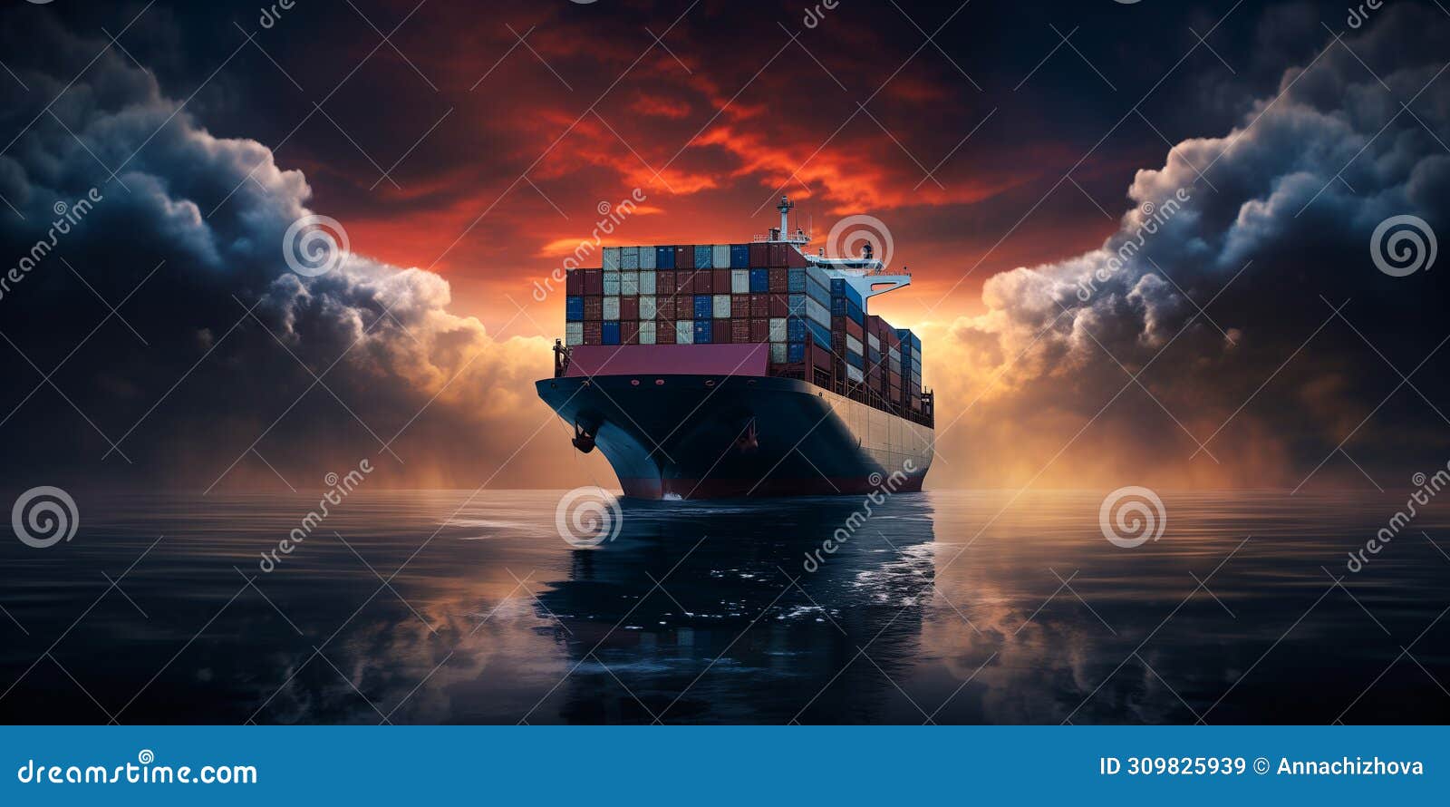 Cargo Ship Container in the Ocean Transportation, Shipping Freight ...
