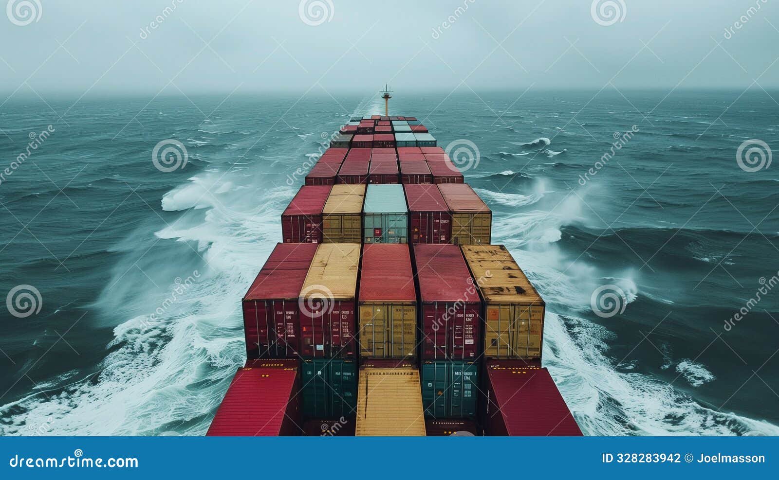 Cargo Ship without Container Shipment in Storm Stock Illustration ...