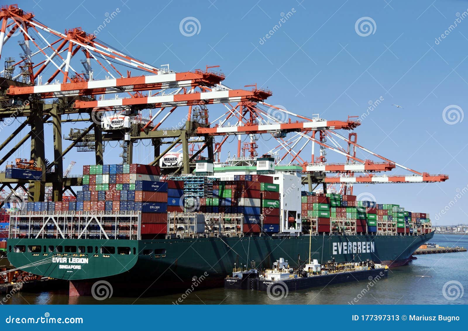 Cargo Ship in the Container Terminal of Newark, NJ. Editorial Stock ...