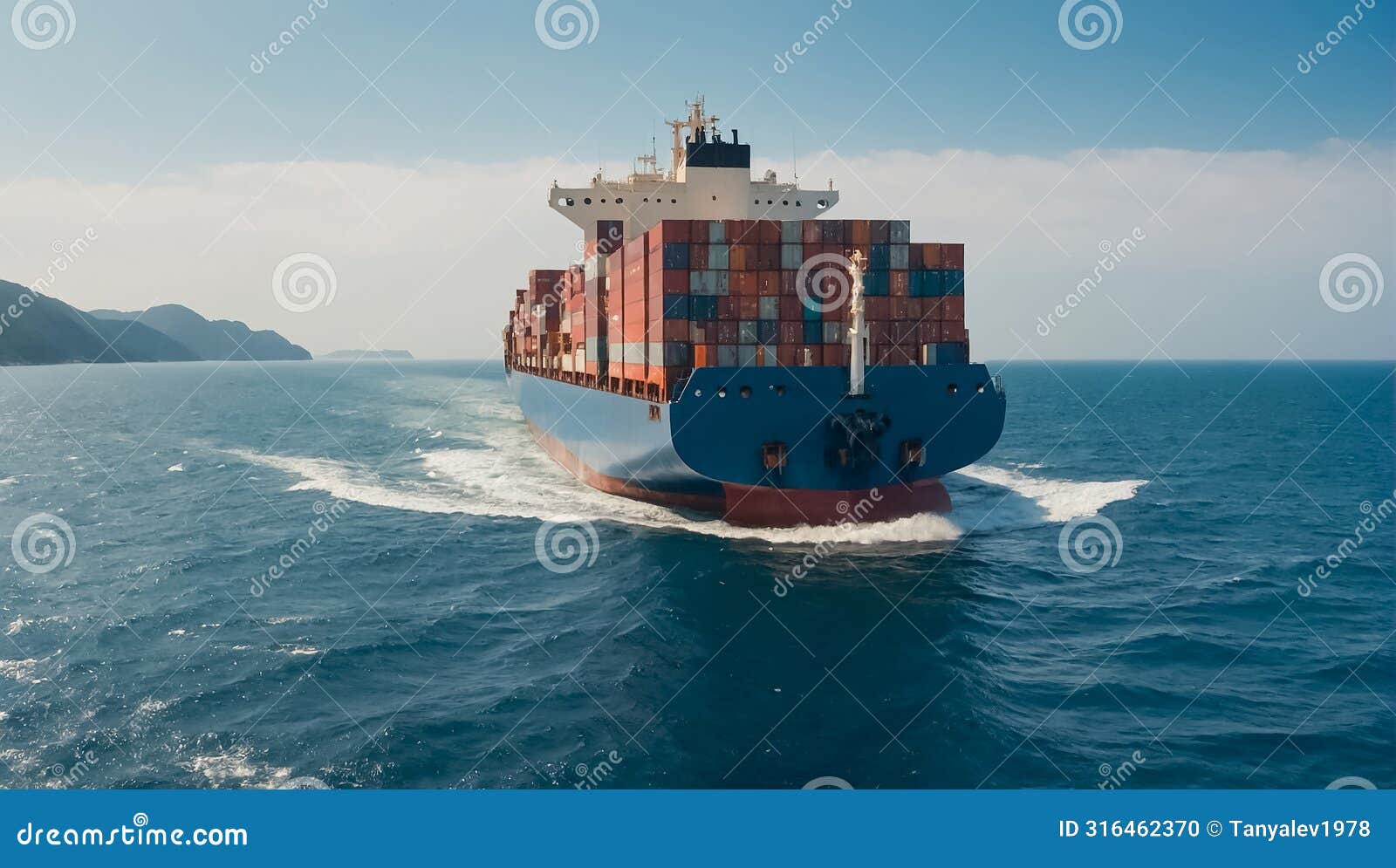Cargo Ship with Containers in a Beautiful Ocean International ...