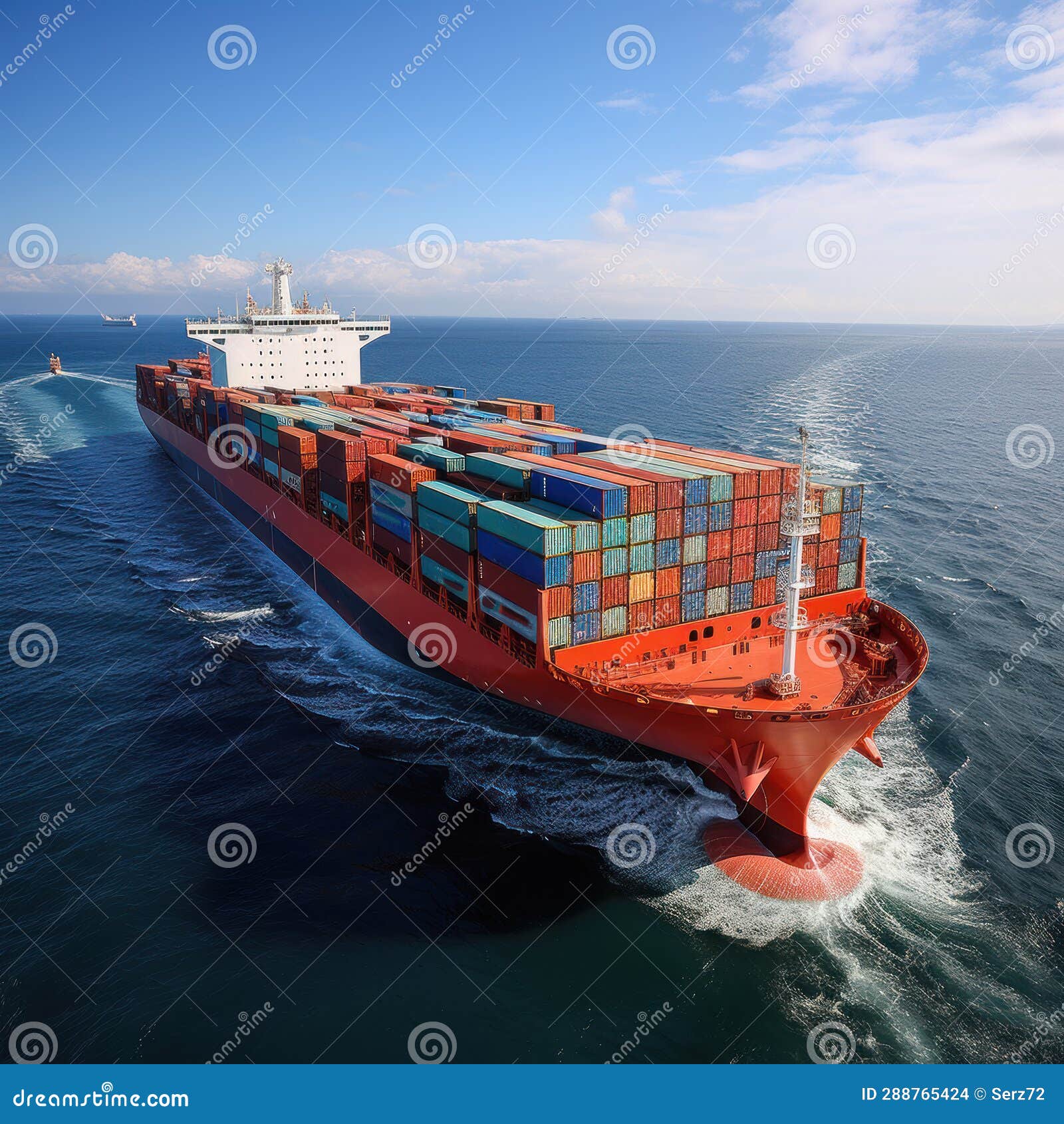 Cargo Ship with Containers on Board Stock Illustration - Illustration ...