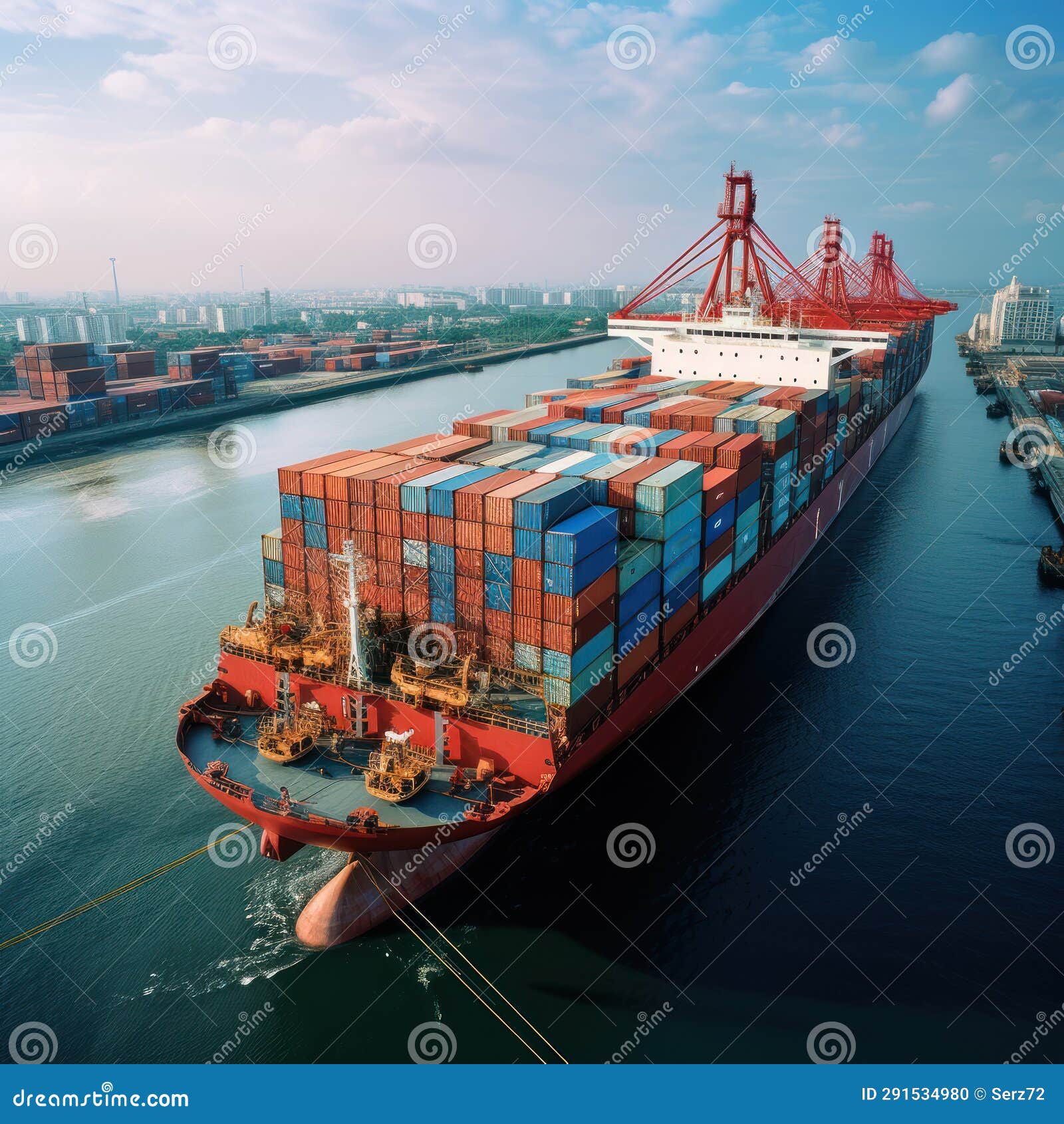 Cargo Ship with Containers on Board Stock Photo - Image of harbor ...