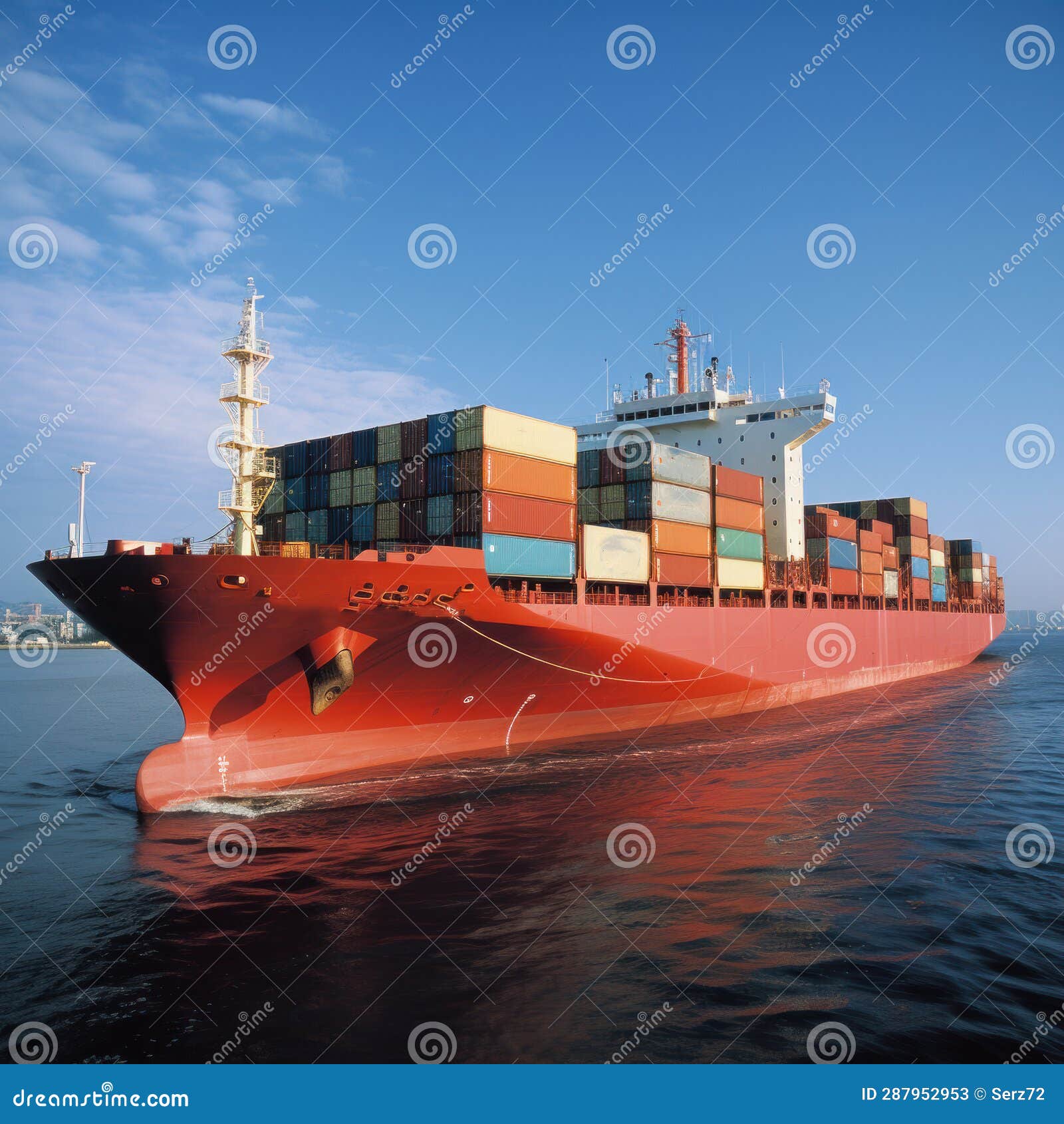 Cargo Ship with Containers on Board Stock Image - Image of freight ...