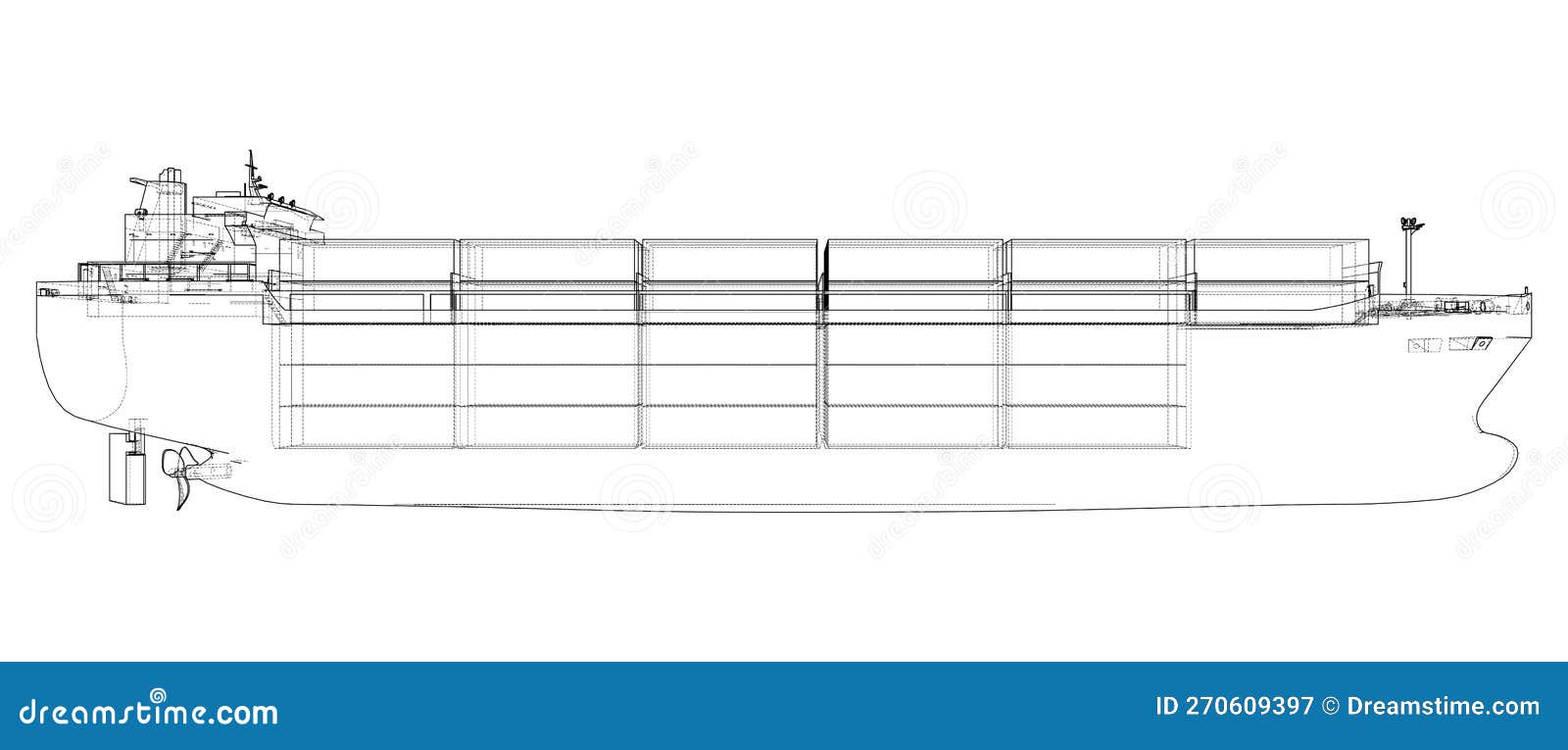 Cargo ship with containers stock illustration. Illustration of ...