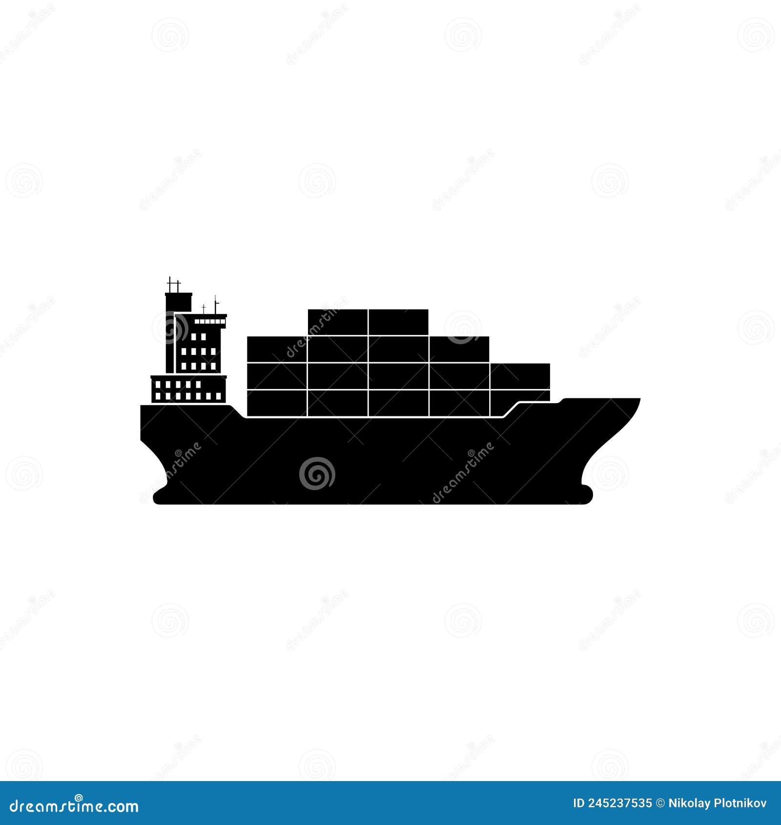 Cargo Ship with Containers Icon Isolated on White Background. Freight ...