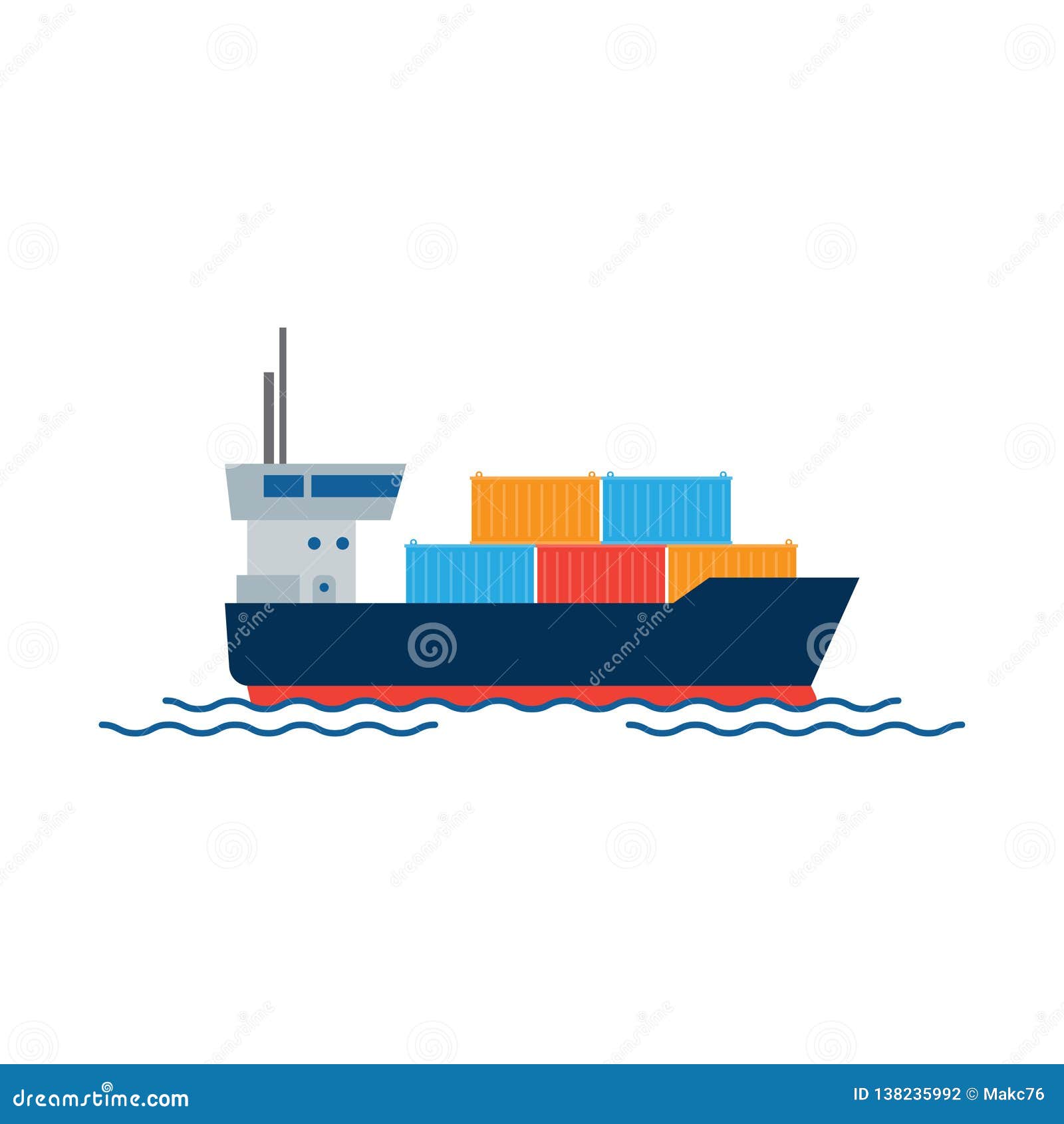 Shipping Freight Container. Blue Intermodal Container. Set Vector ...