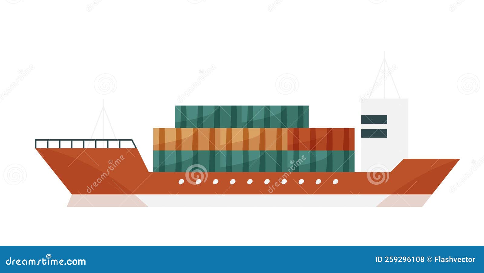 Cargo ship with containers stock vector. Illustration of industry ...