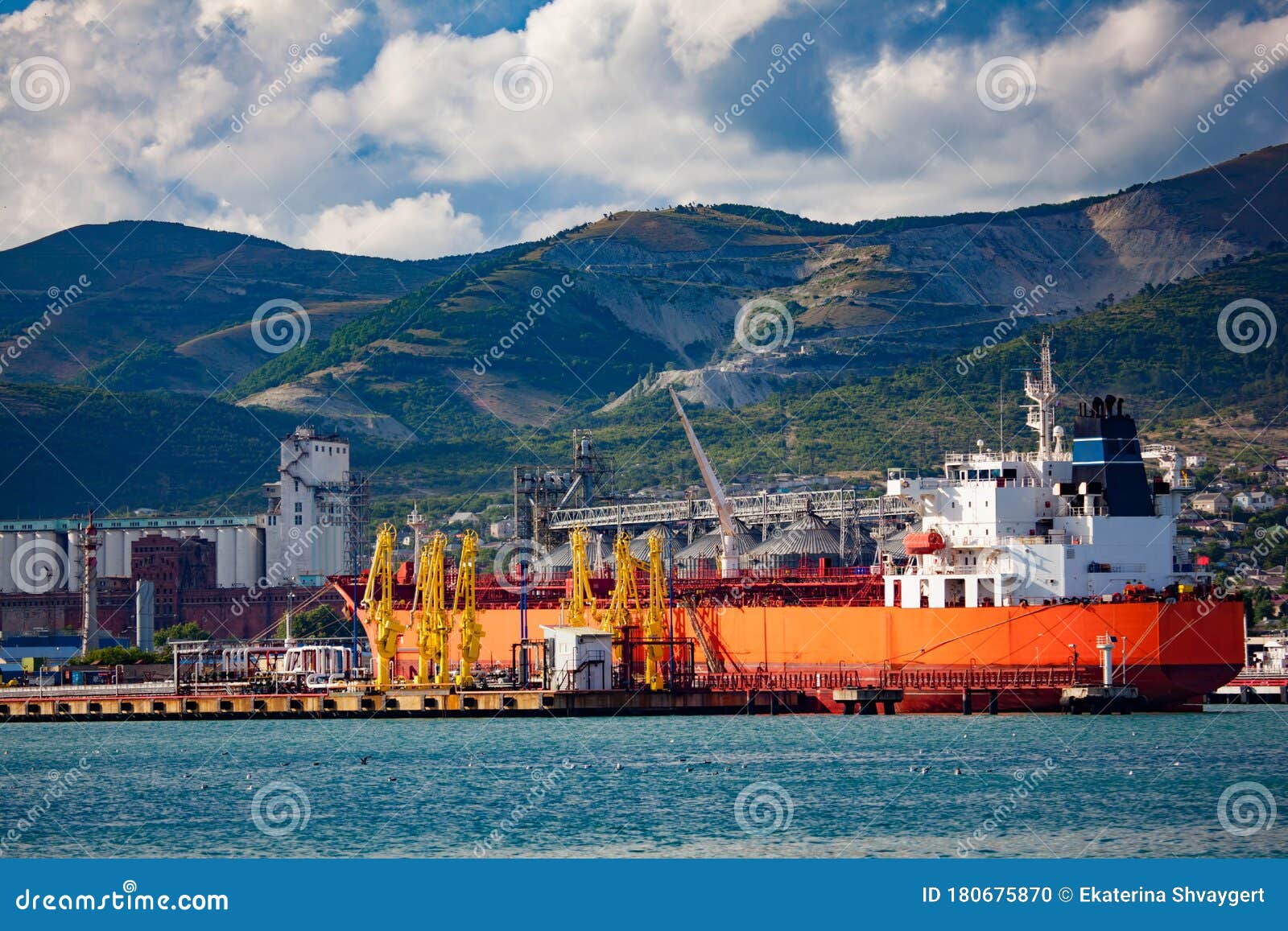 Cargo Ship and Containers in Seaport Stock Photo - Image of industry ...