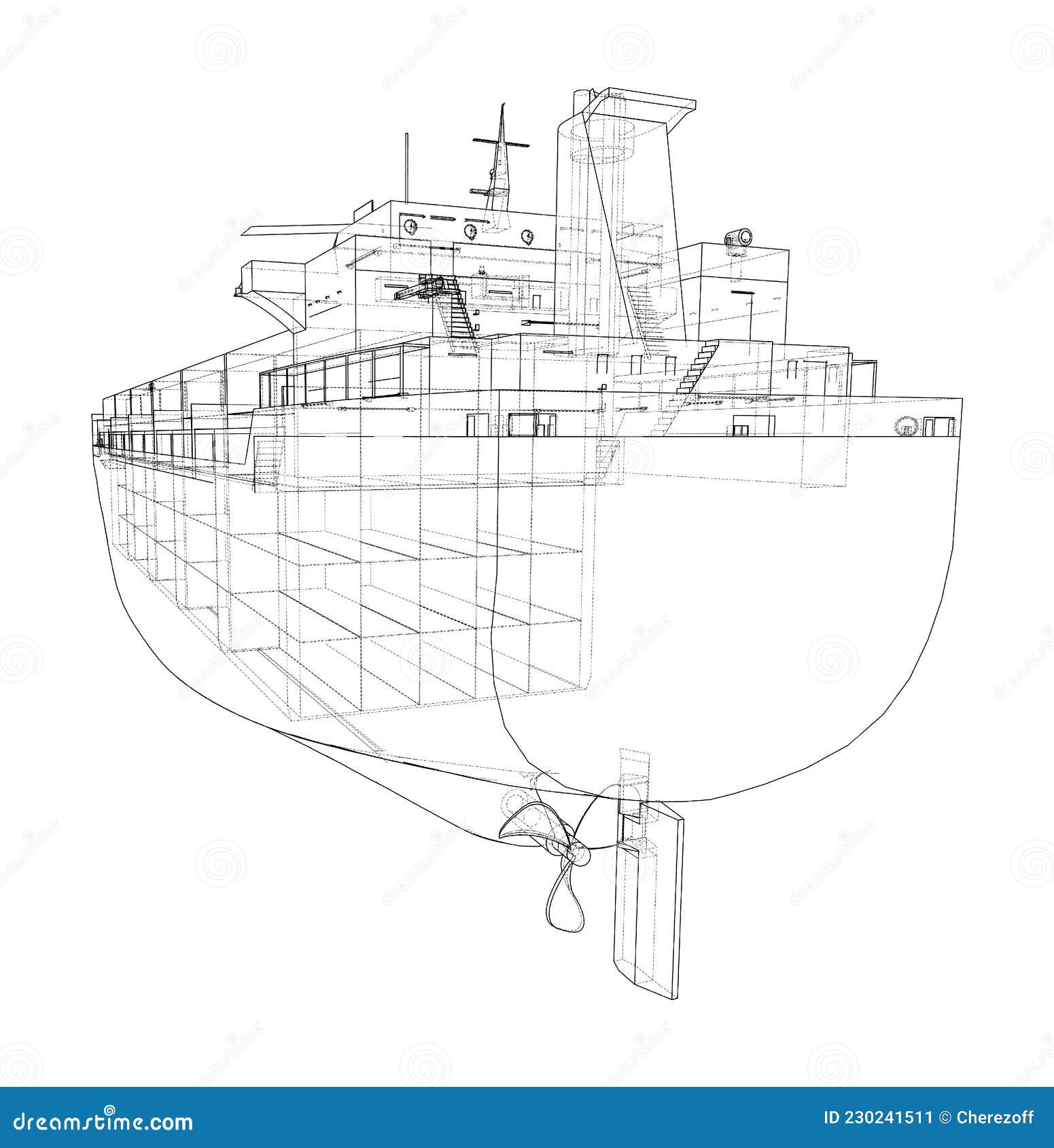 Cargo Ship with Containers. Vector Stock Vector - Illustration of ...