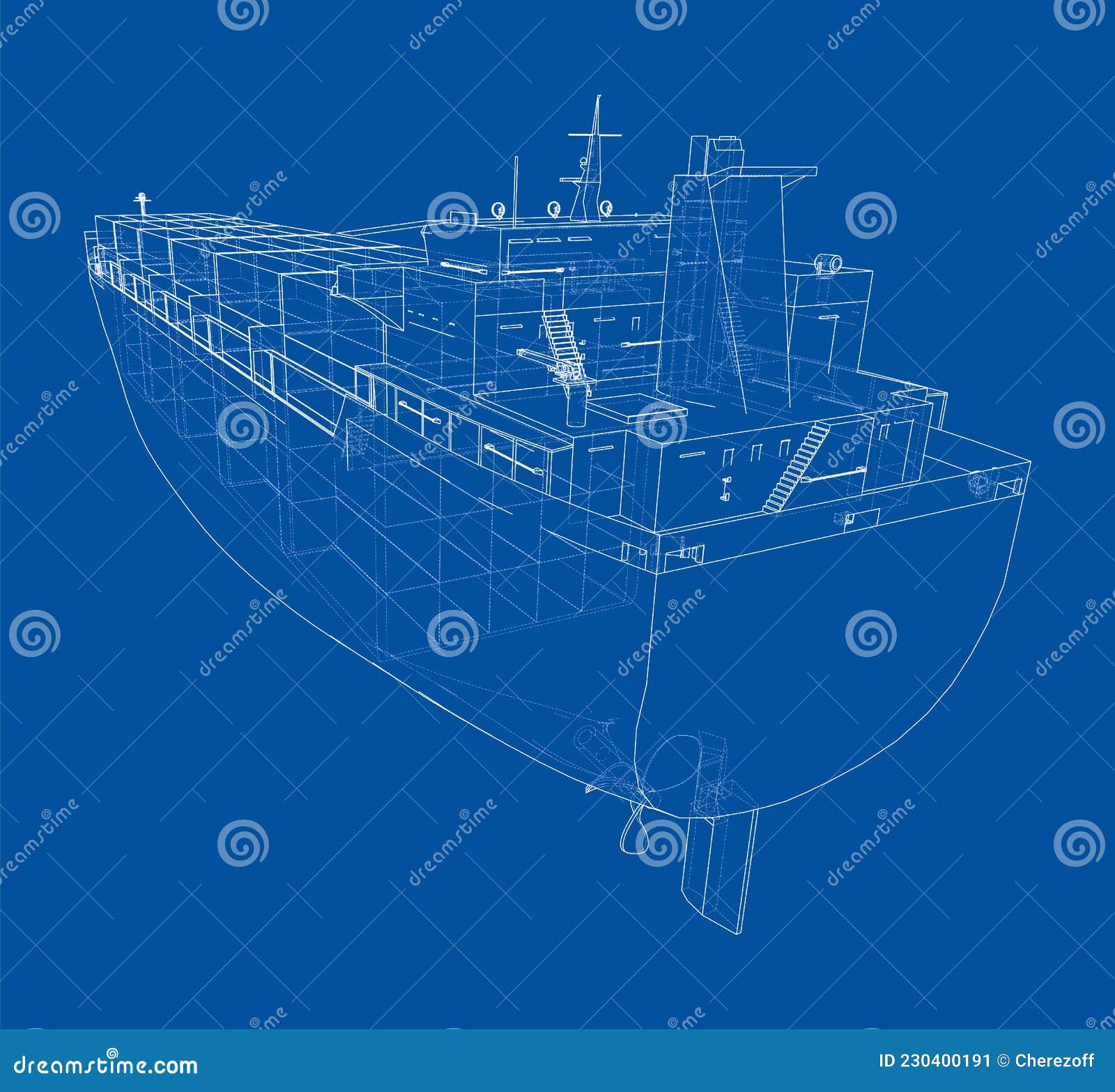 Cargo Ship with Containers. Vector Stock Vector - Illustration of ...