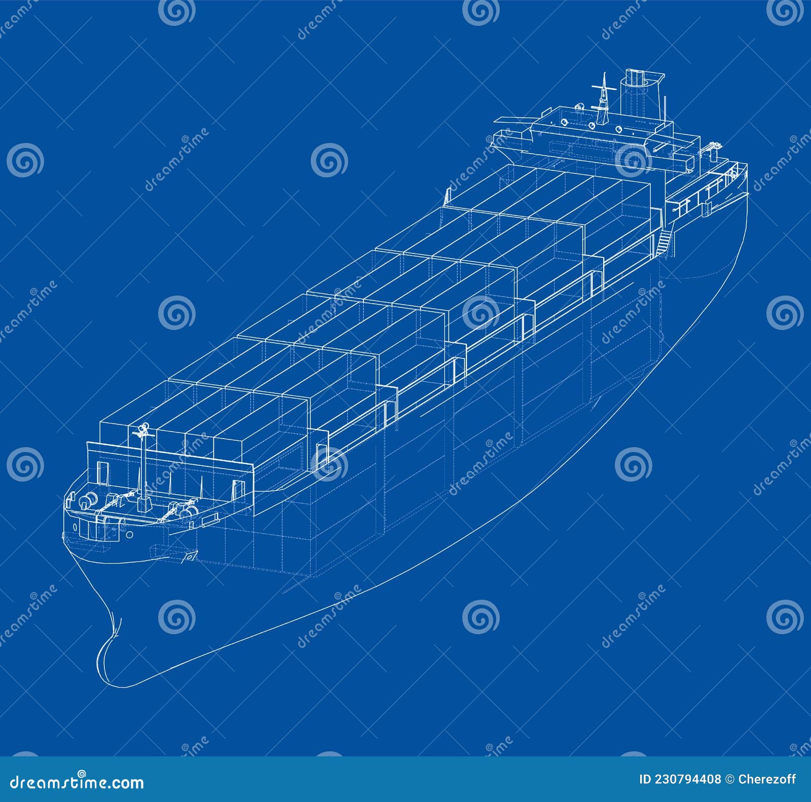Cargo Ship with Containers. Vector Stock Vector - Illustration of ...