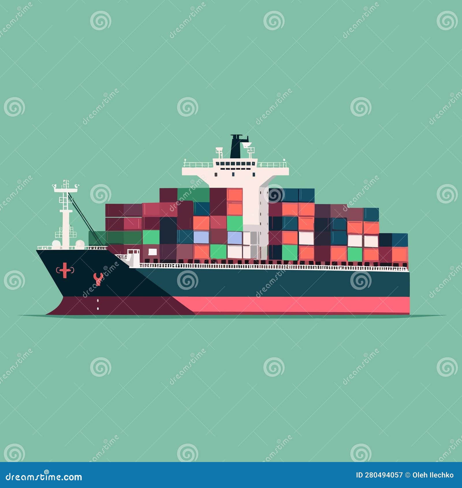Cargo Ship with Containers Vector Isolated Illustration Stock Vector ...