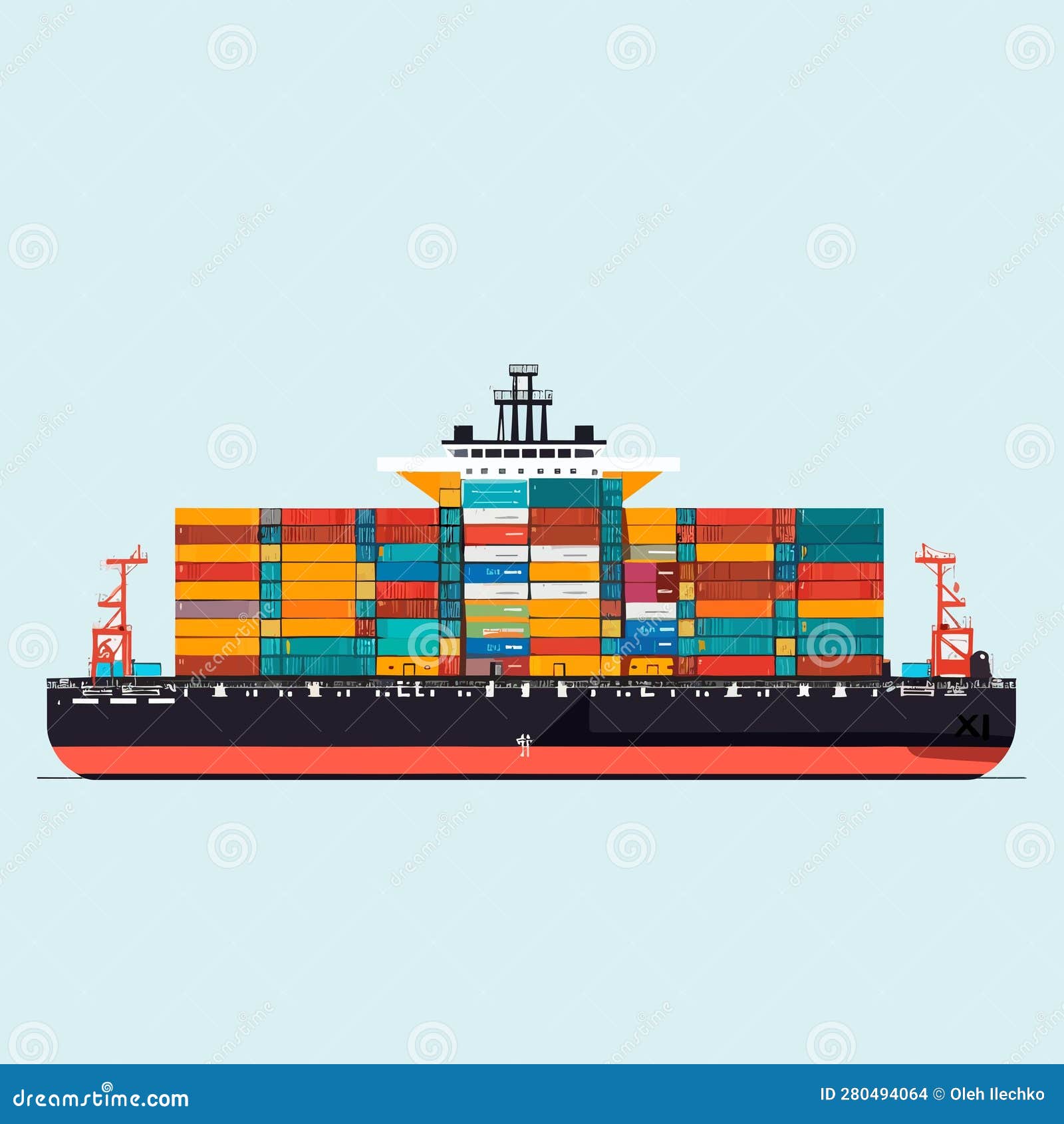 Cargo Ship with Containers Vector Isolated Illustration Stock Vector ...